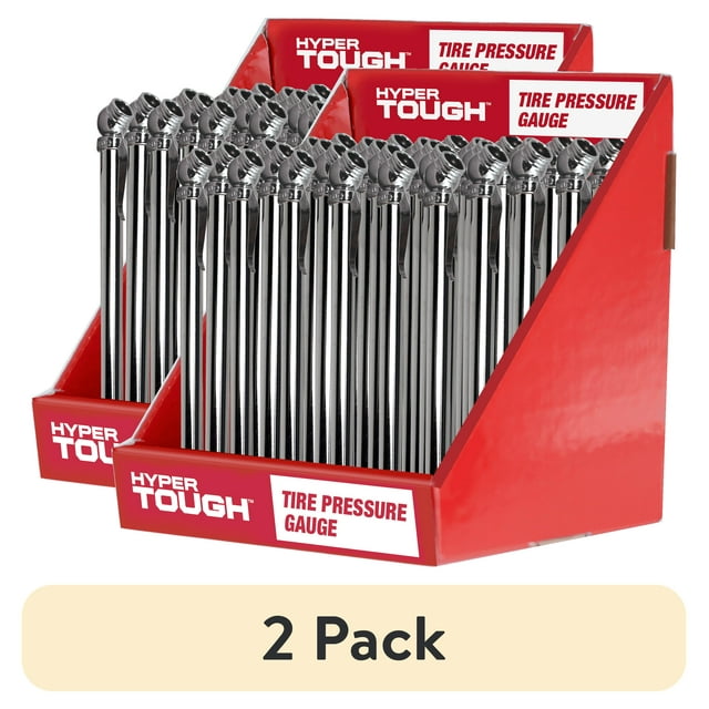 (2 pack) Hyper Tough Chrome Pencil Tire Gauge 6" Length for Multiple ...