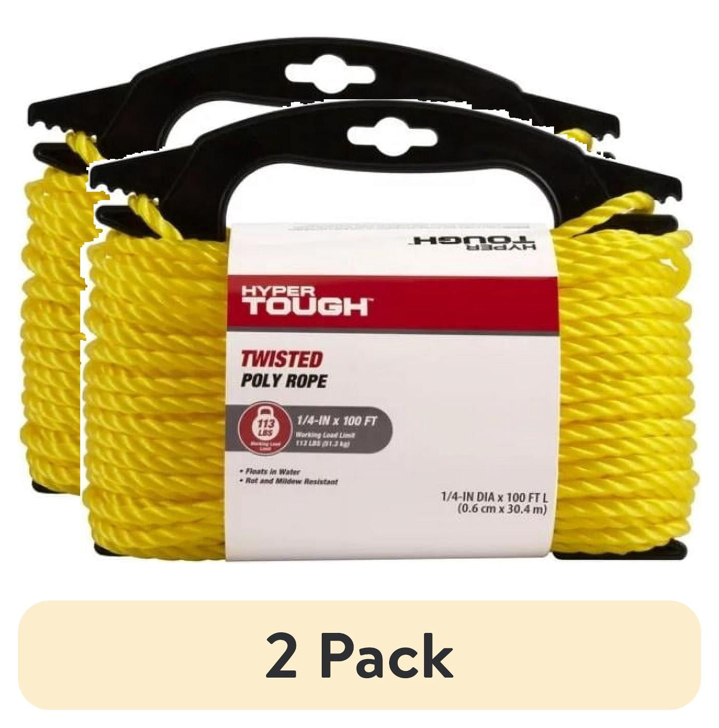 (2 pack) Hyper Tough Diameter 1/4 inch, 100 feet Yellow Polypropylene ...