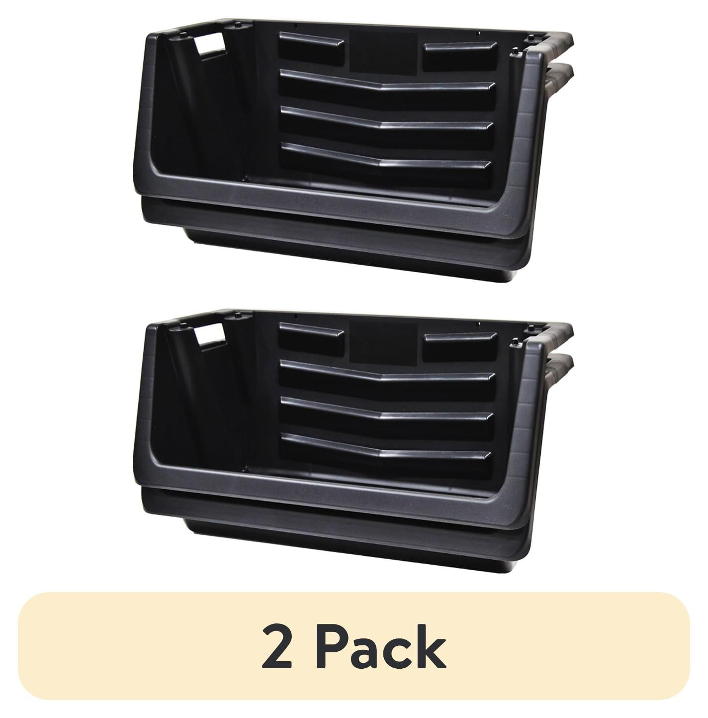 (2 pack) Hyper Tough Heavy Duty Nesting Plastic Stack Bin, Black - Walmart.com
