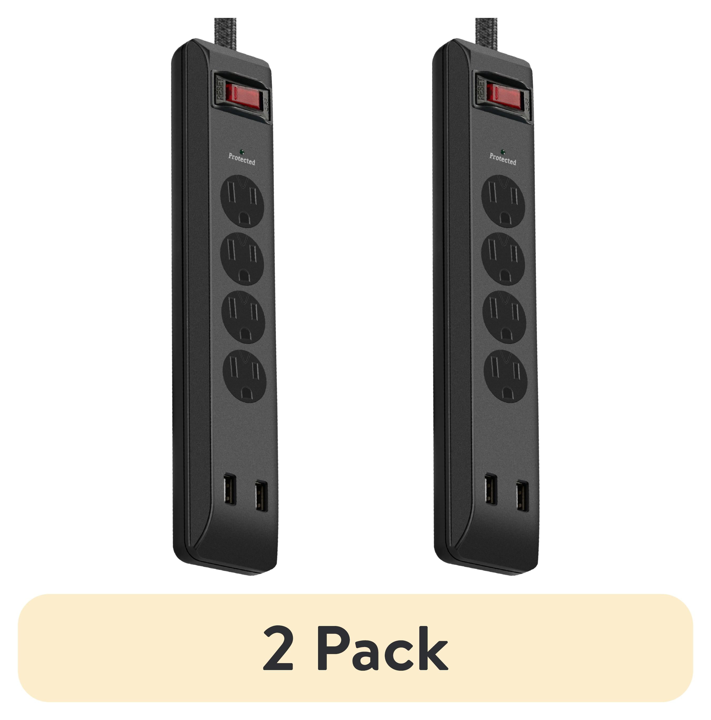 (2 pack) Hyper Tough Surge Protector Power Strip with USB, 4 Outlets ...