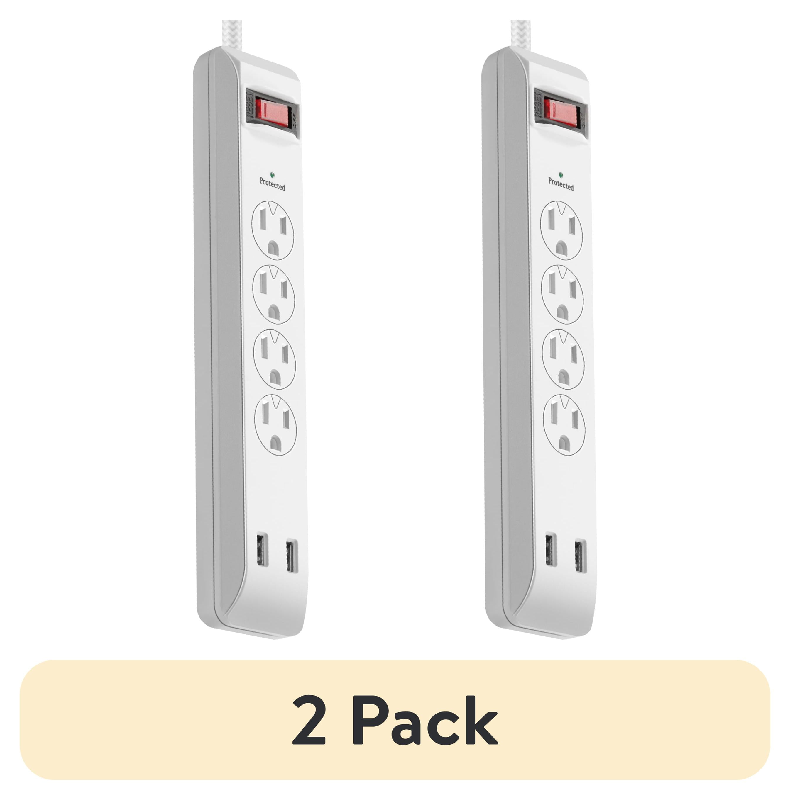 (2 pack) Hyper Tough Surge Protector Power Strip with USB, 4 Outlets ...