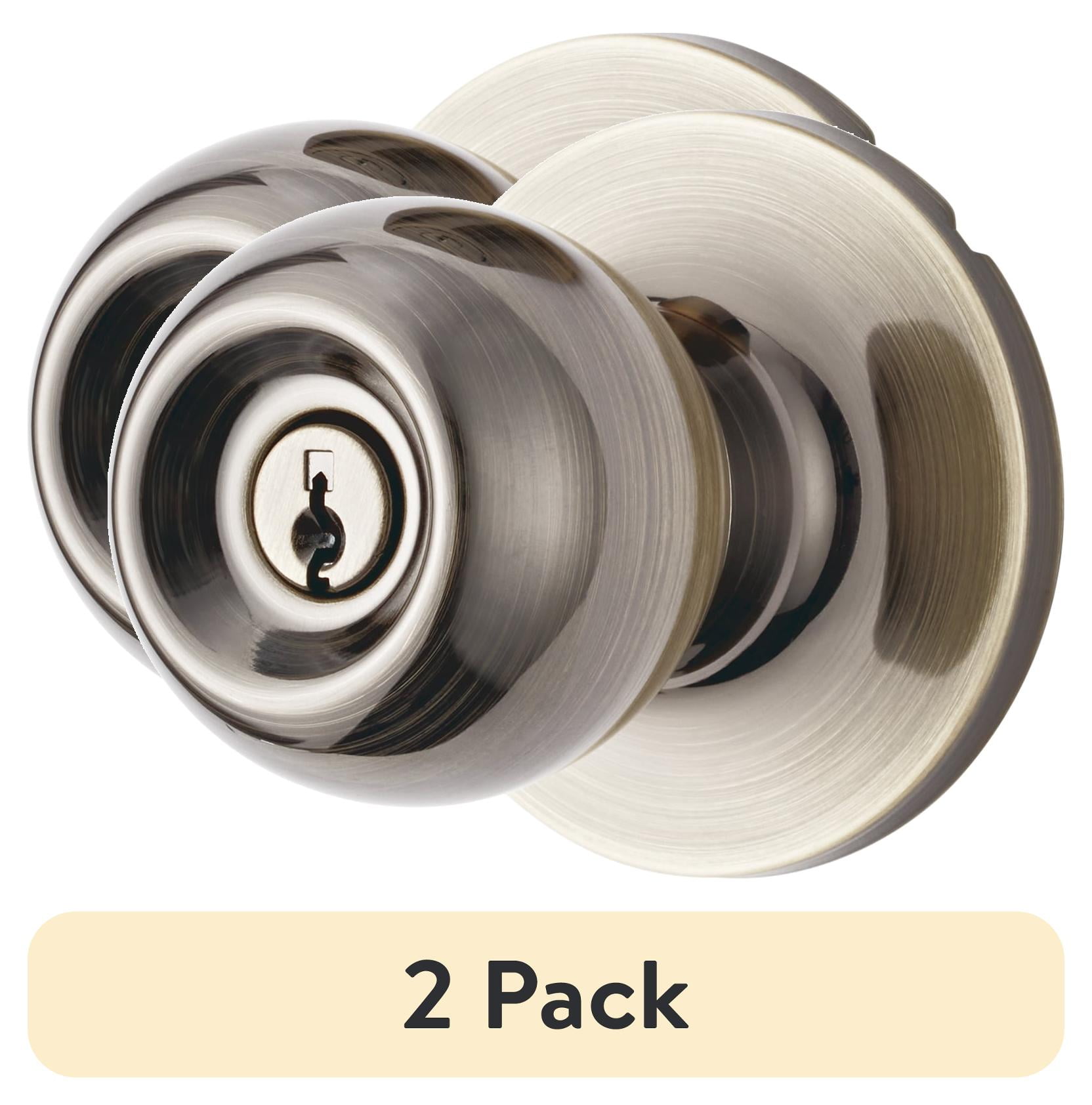 (2 pack) Hyper Tough Keyed Entry Ball Doorknob Lock and Single Cylinder ...