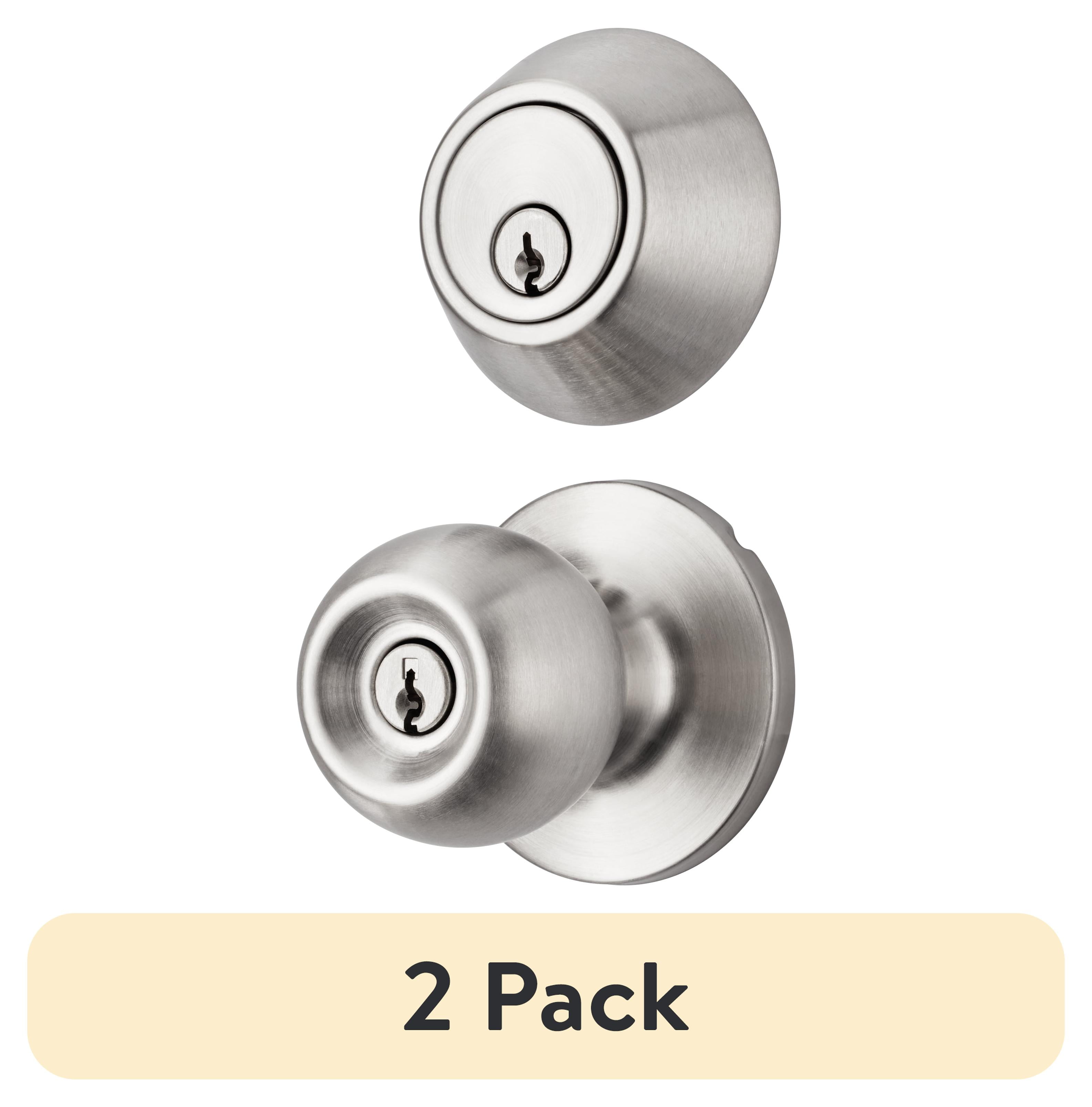 (2 pack) Hyper Tough Keyed Entry Ball Doorknob Lock and Single Cylinder ...