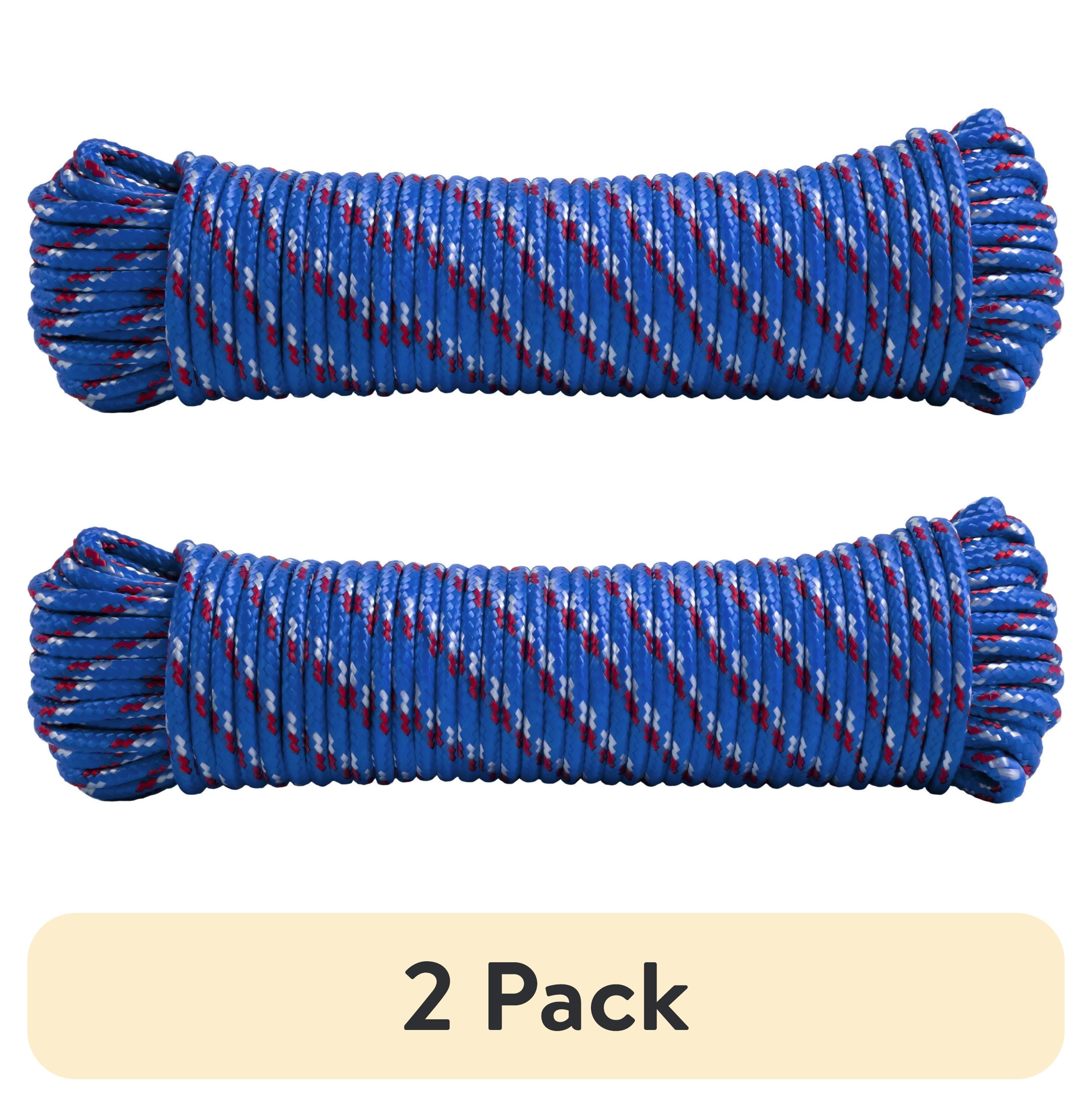 (2 pack) Hyper Tough Polypropylene Diamond Braided Rope, 1/4" Diameter ...