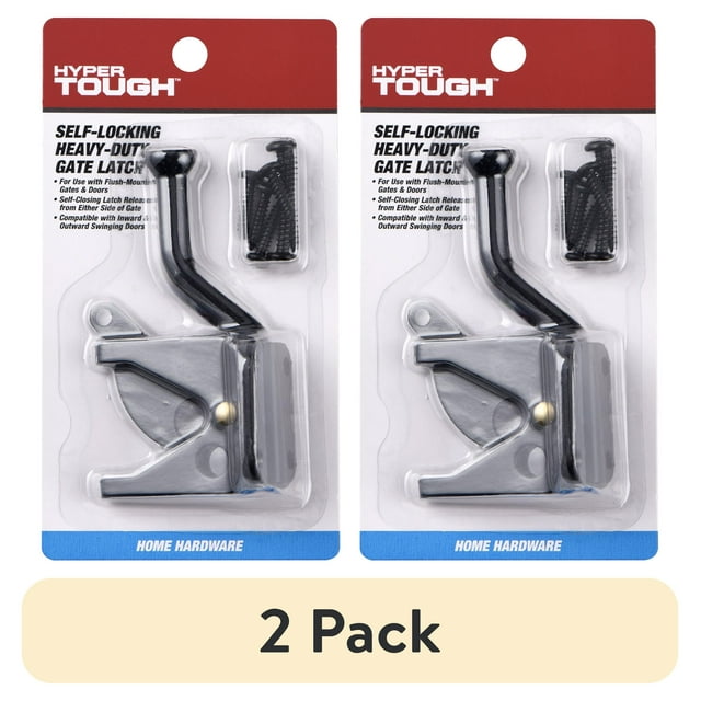 (2 pack) Hyper Tough Self Locking, Heavy Duty Steel Gate Latch, Black ...