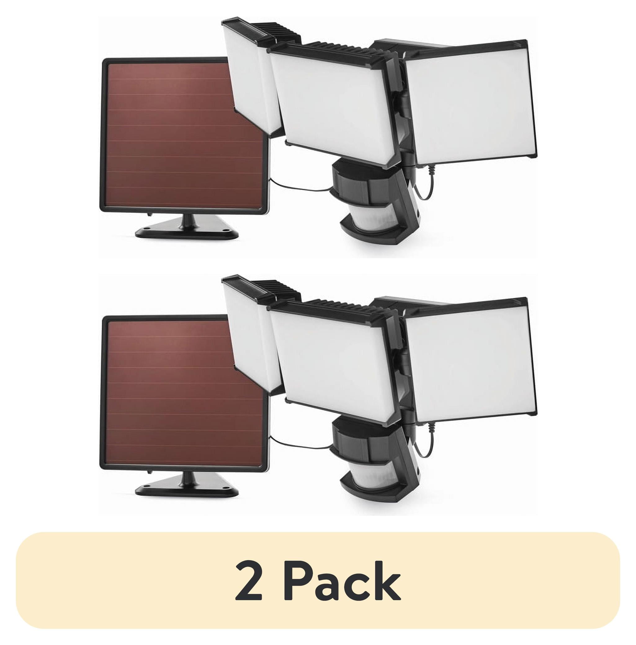 (2 pack) Hyper Tough Solar Three Head LED Motion Sensing Security Flood ...