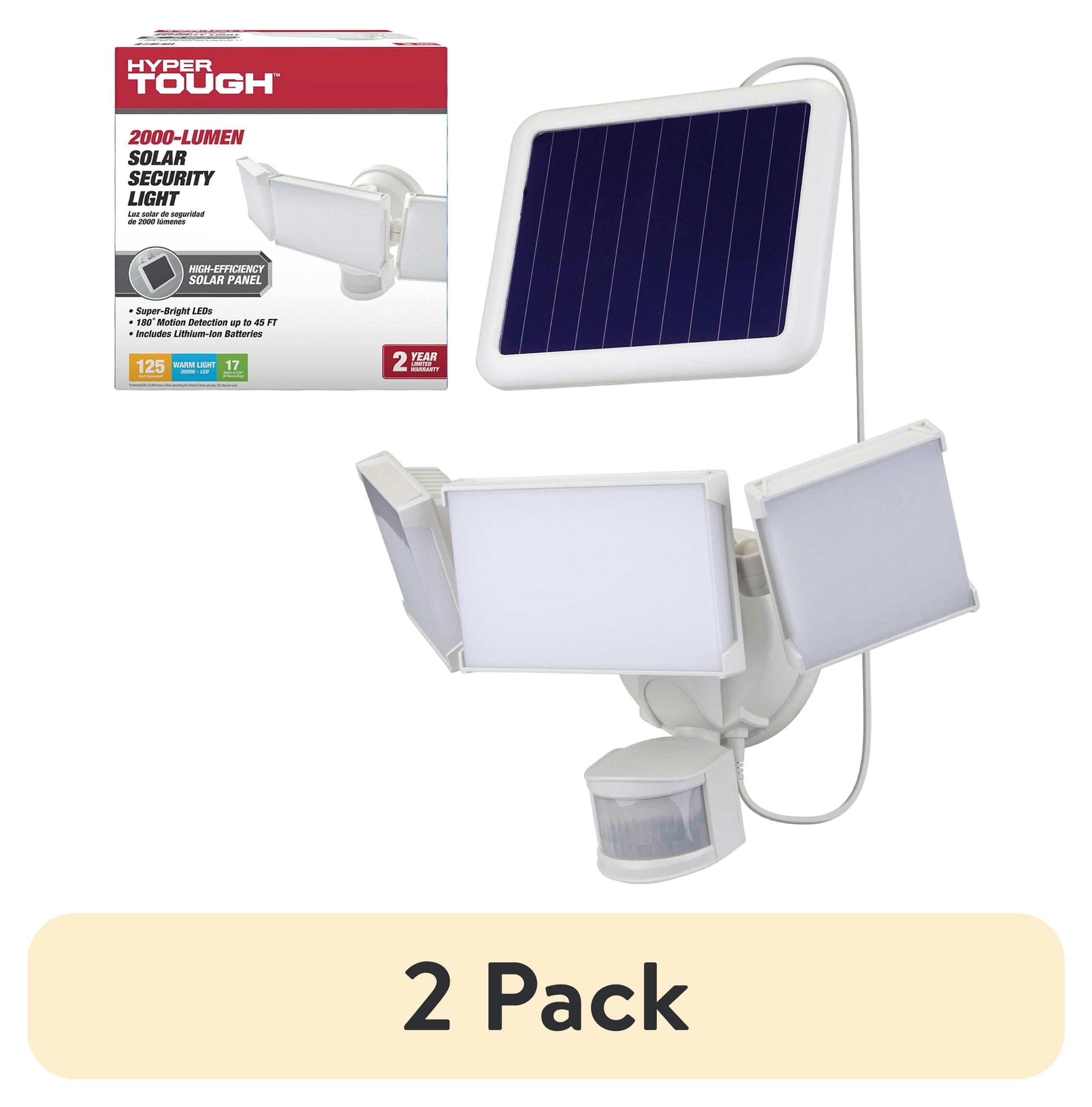 (2 pack) Hyper Tough Solar Three Head LED Motion Sensing Security Flood ...