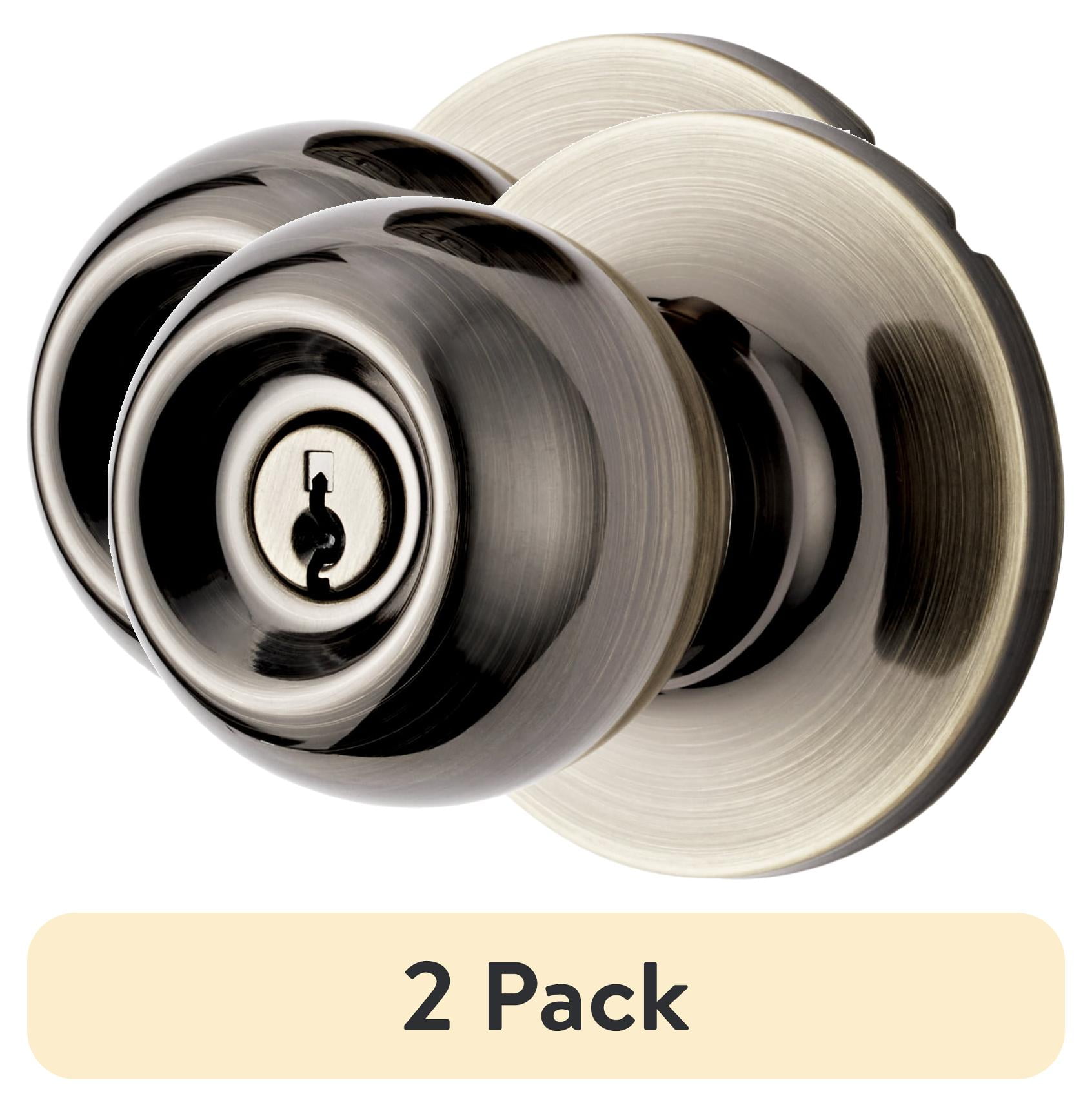 (2 pack) Hyper Tough Two Keyed Entry Ball Locking Doorknobs Antique ...