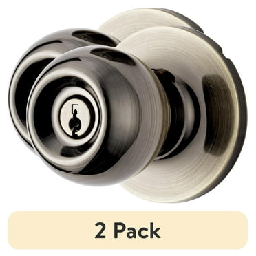Free Shipping! Hyper Tough Locking Ball Combo Twin Pack Antique Brass 2 Entry Door Knobs 2 ...
