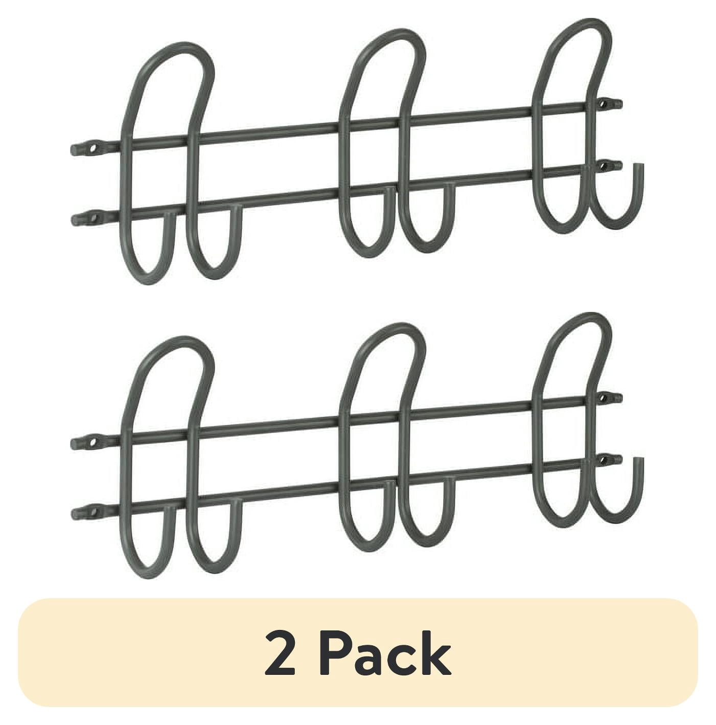 (2 pack) Hyper Tough Wall Mounted Heavy Duty Multi Hook Organizer, Gray ...