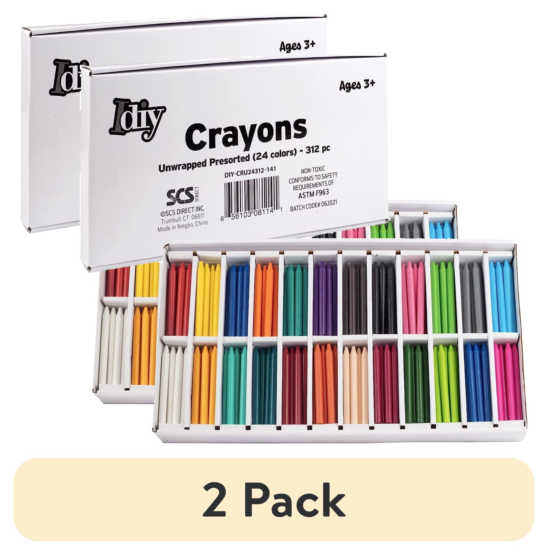 (2 pack) IDIY Unwrapped Bulk Wax Crayons (Pre-sorted 313 ct, 24 colors ...