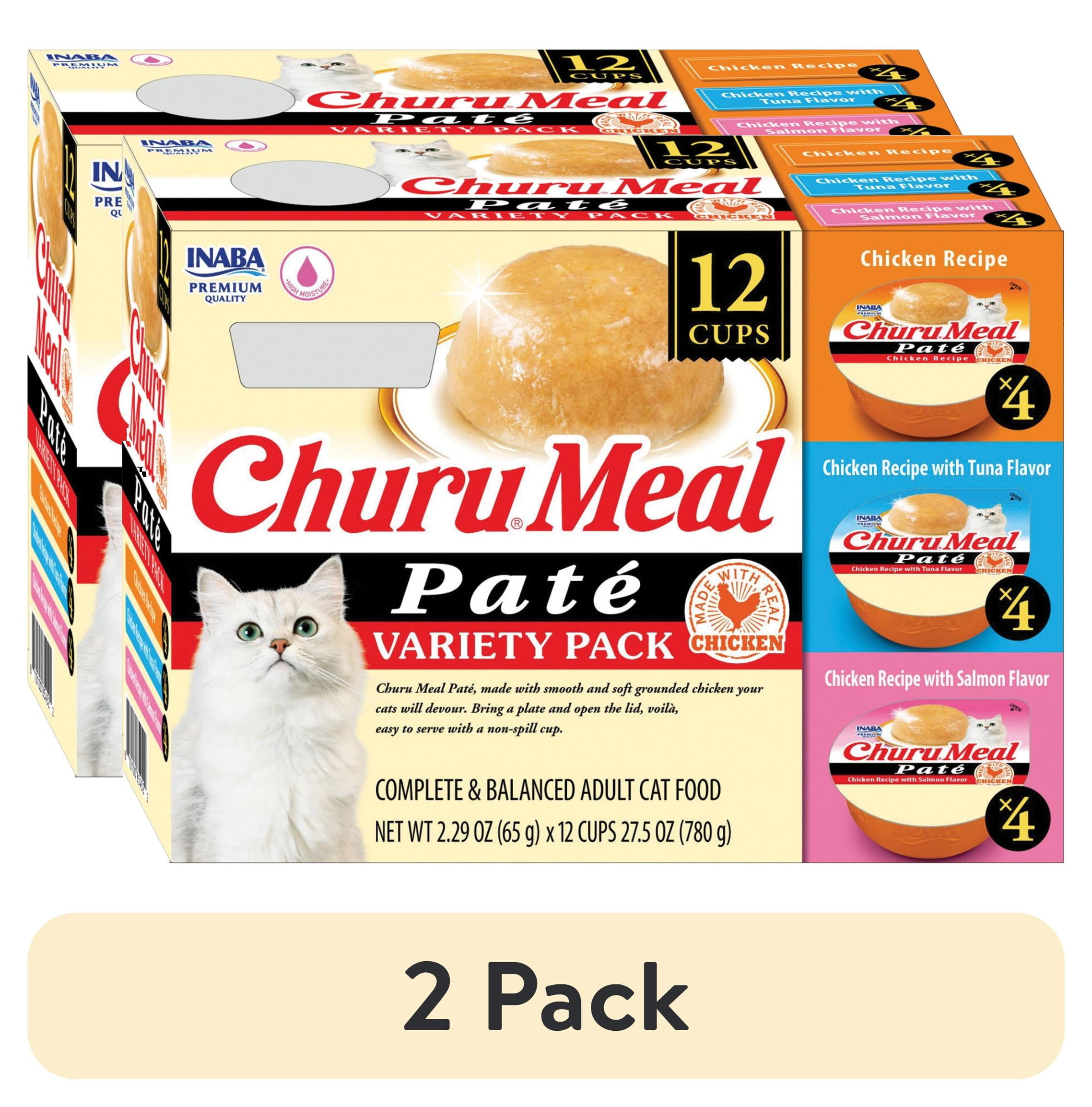 (2 pack) INABA Churu Meal Paté Adult Wet Cat Food, 2.29 oz cup, 12 ...