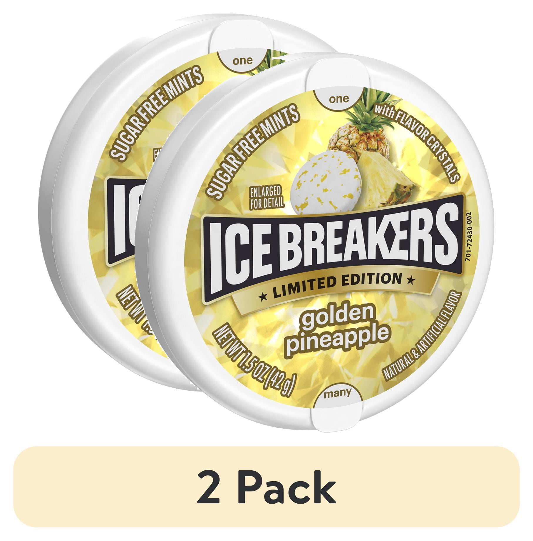 (2 pack) Ice Breakers Golden Pineapple Sugar Free Mints, Tin 1.5 oz ...