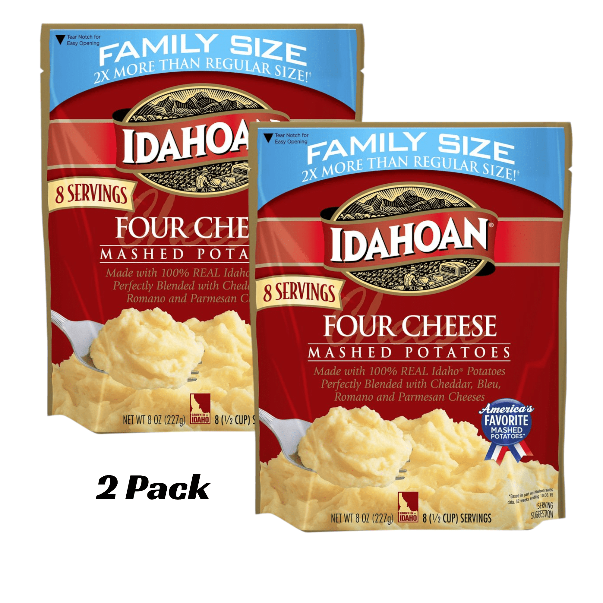 Idahoan, Four Cheese Mashed Potatoes Family Size, 8 oz, 2 Pack ...