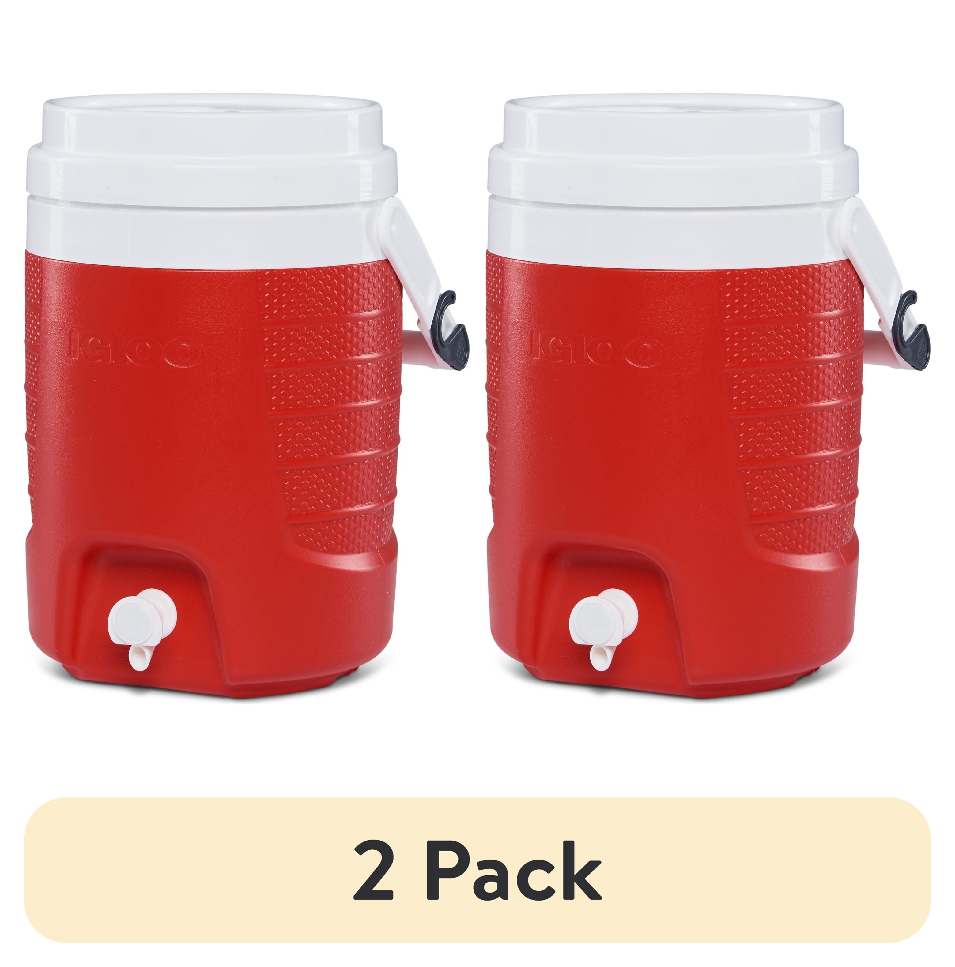 (2 pack) Igloo 2 Gallon Sports Plastic Beverage Jug with Hooks, Red ...