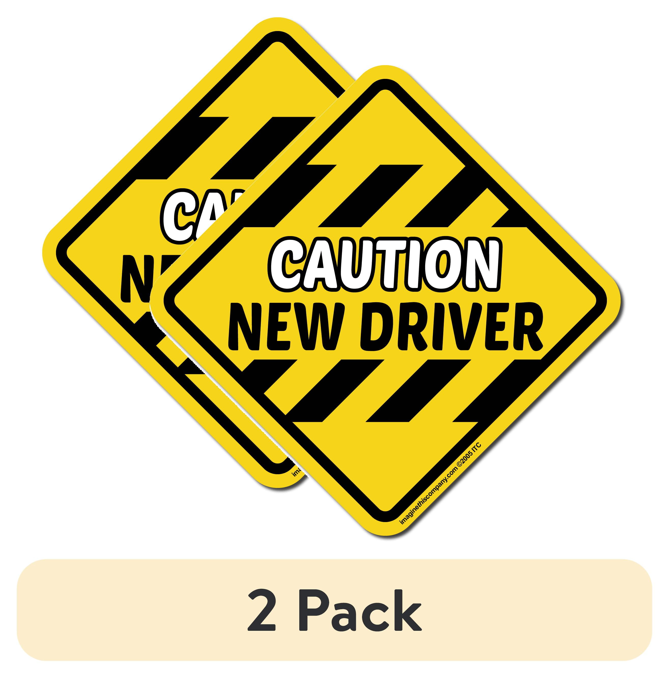 (2 pack) Imagine This Caution New Driver Removable and Reusable Yellow ...