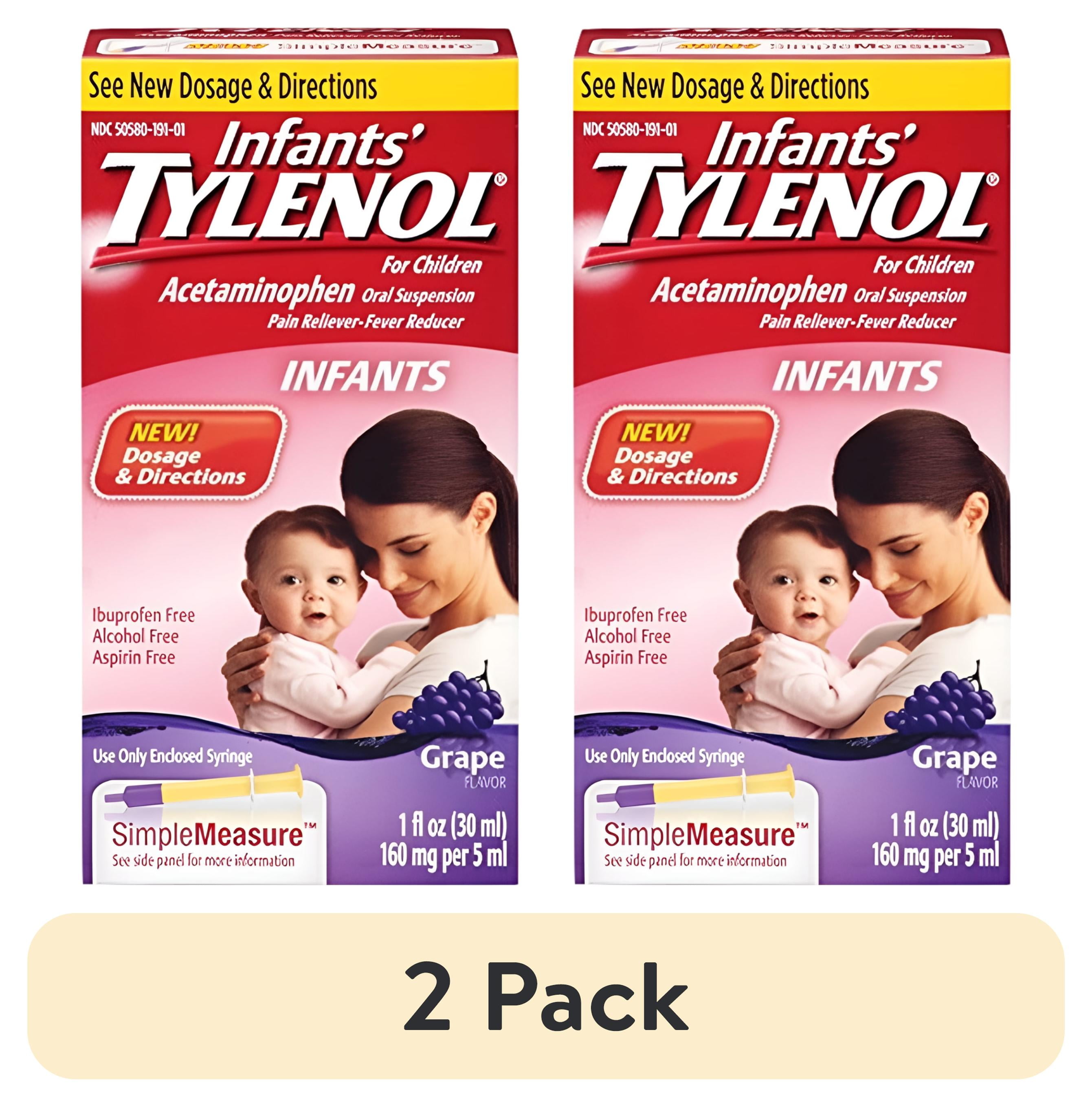 (2 pack) Infants' Tylenol Pain Reliever-Fever Reducer, Oral Suspension ...