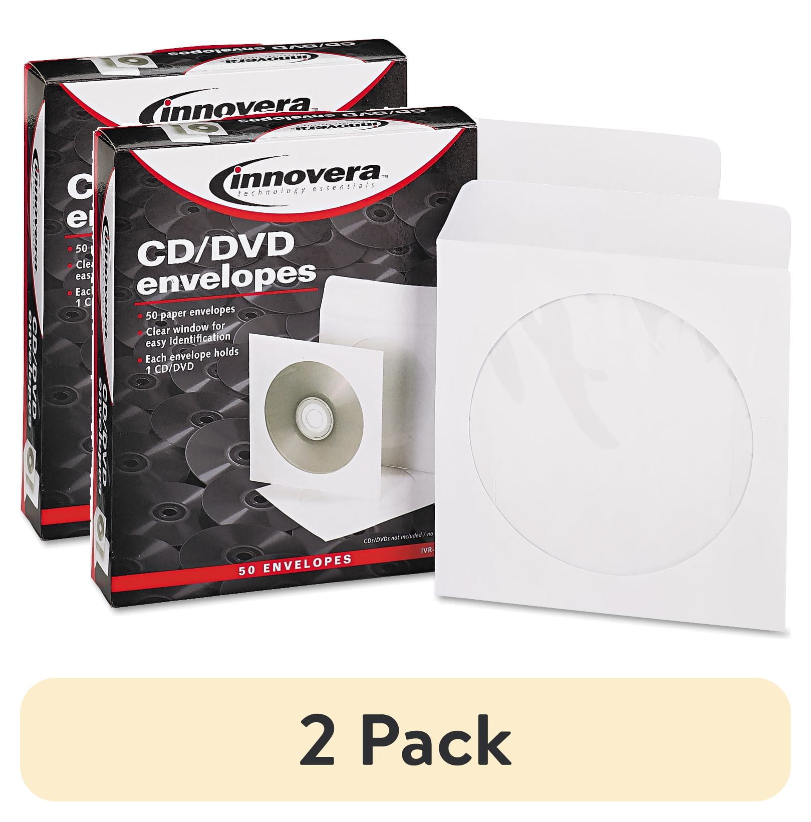 (2 pack) Innovera IVR39403 Clear Window CD/DVD Envelopes - White (50 ...