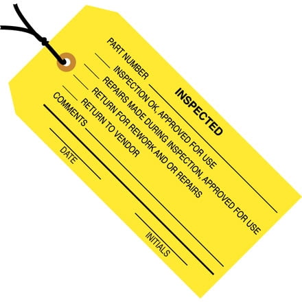 (2 pack) Inspected Inspection Tags - Pre-Strung SHPG20062 - Walmart.com