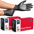 (2 pack) Inspire Black Vinyl Gloves Disposable Latex Free, Cleanroom ...