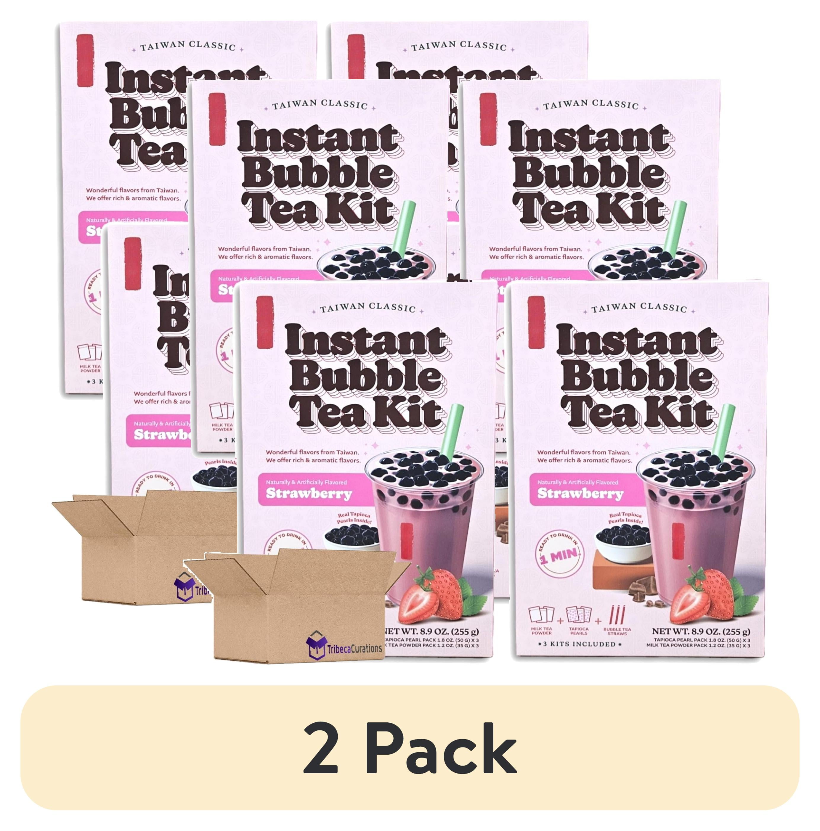 (2 pack) Instant Bubble Tea Kit Value Pack Strawberry | Pack of 4 (12 ...