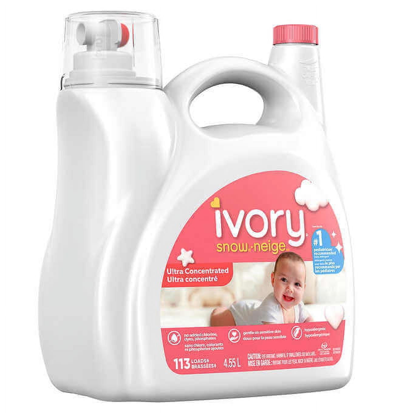 (2 pack) Ivory Snow Newborn Liquid Laundry Detergent, 113 Wash Loads, 4 ...