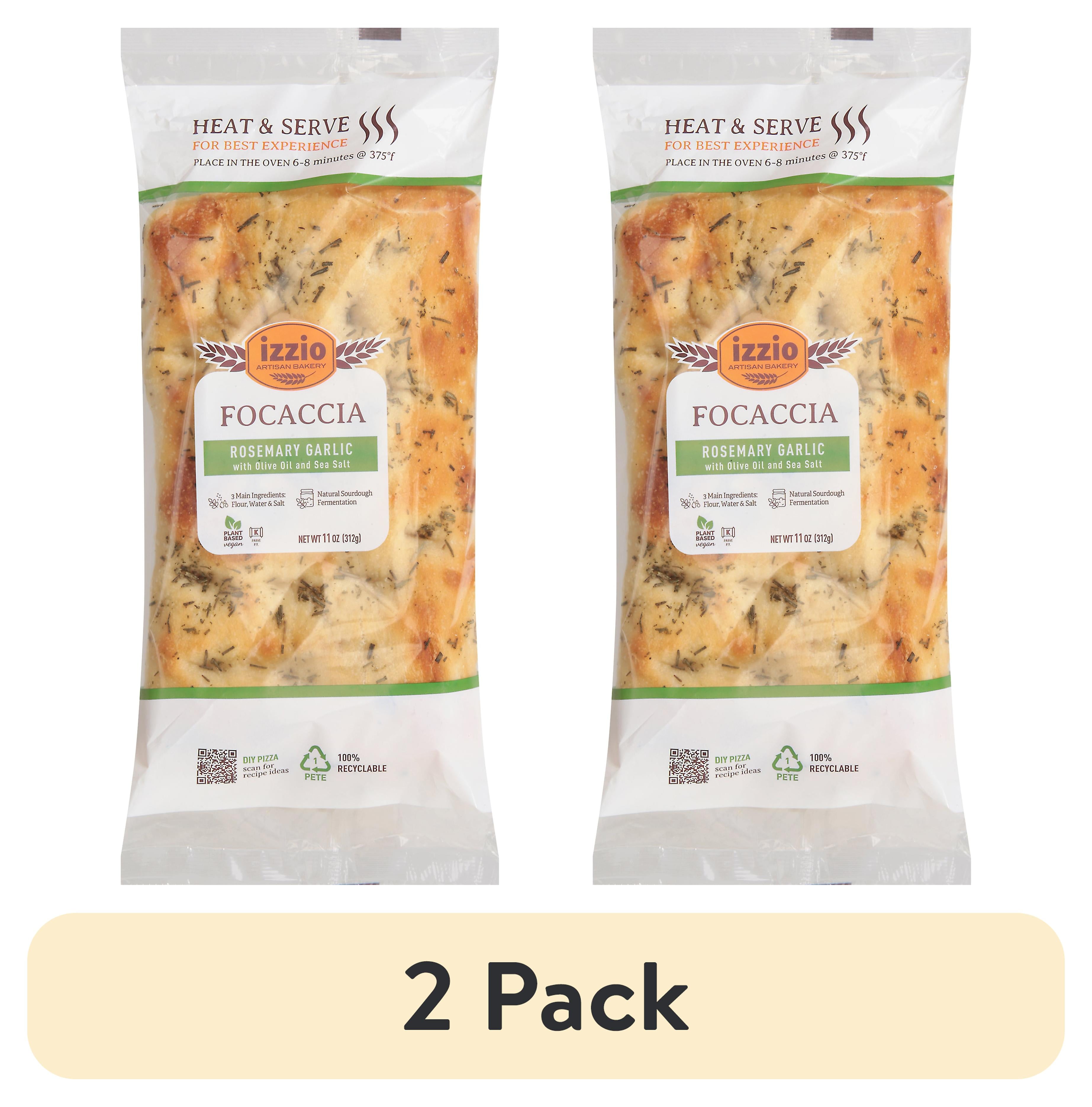 (2 pack) Izzio, Rosemary Garlic Focaccia, Whole, Regular Sized 11 fl oz ...