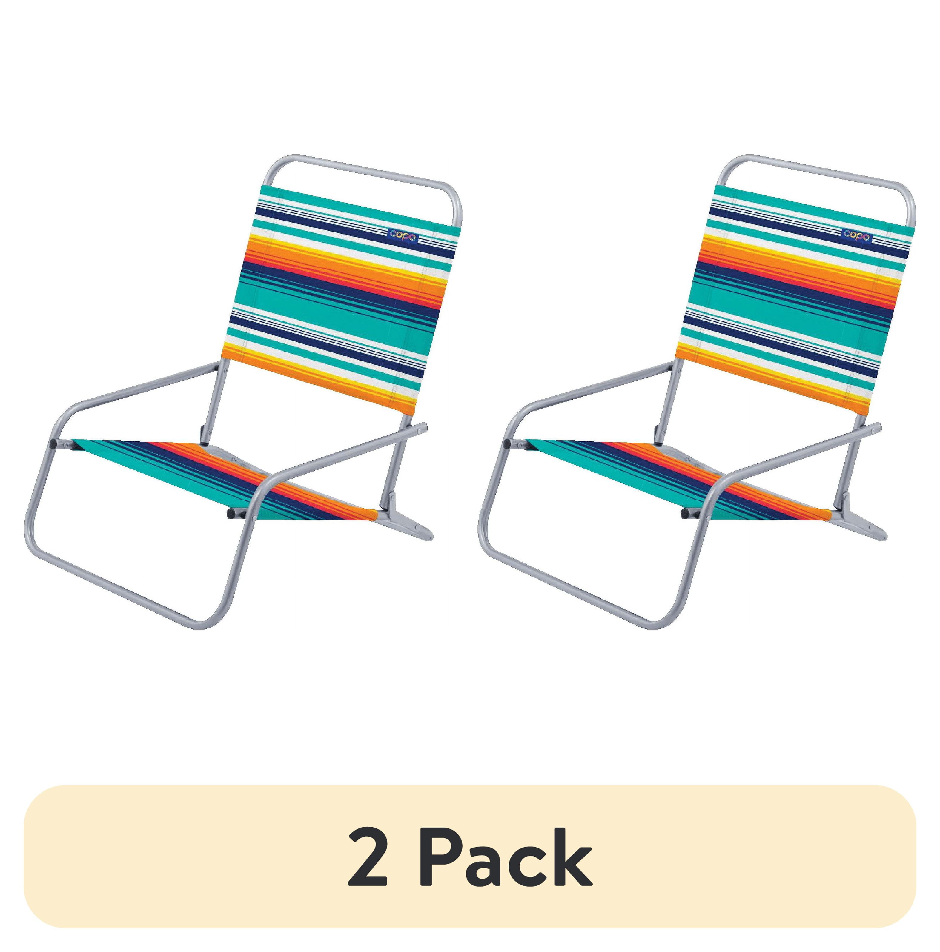 (2 pack) JGR Copa 1-Position Recline Beach Chair, Steel Striped ...