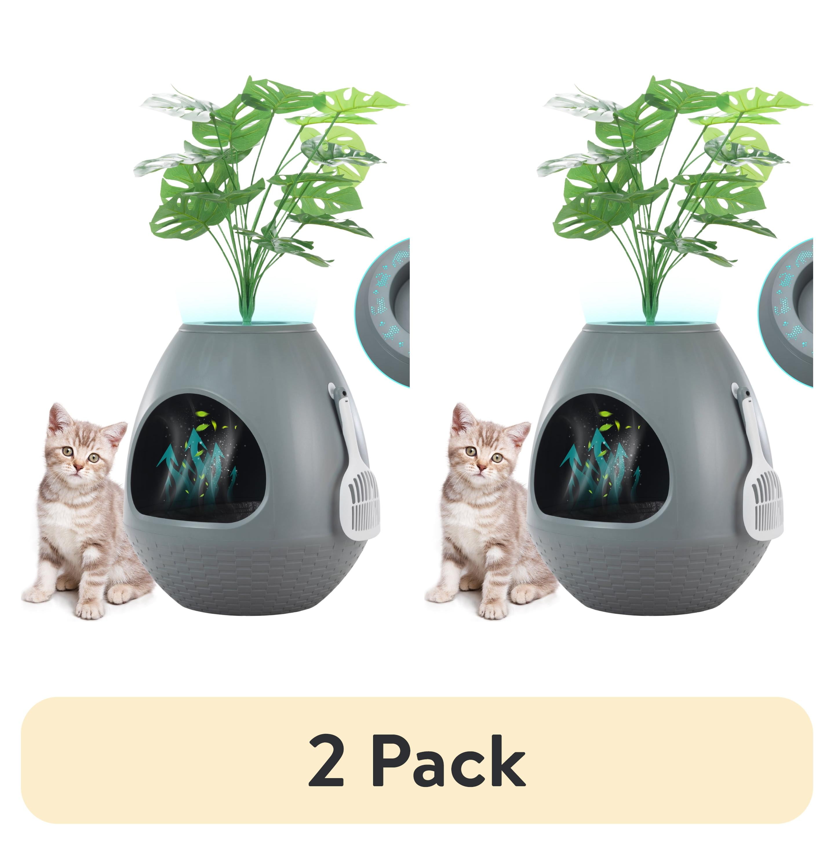 (2 pack) Jaxpety Smart Plant Cat Litter Box,Hidden Cat Litter Box with Deodorization System ...