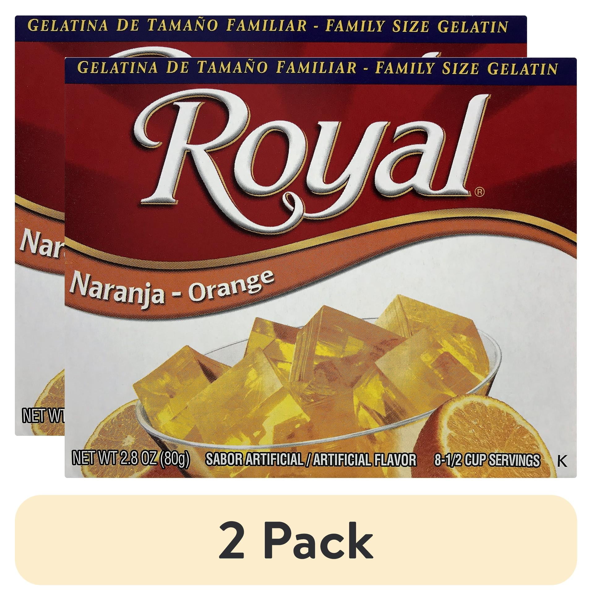 (2 pack) Jel Sert Royal Gelatin Orange Flavor, Family Size, 2.82 oz Box ...