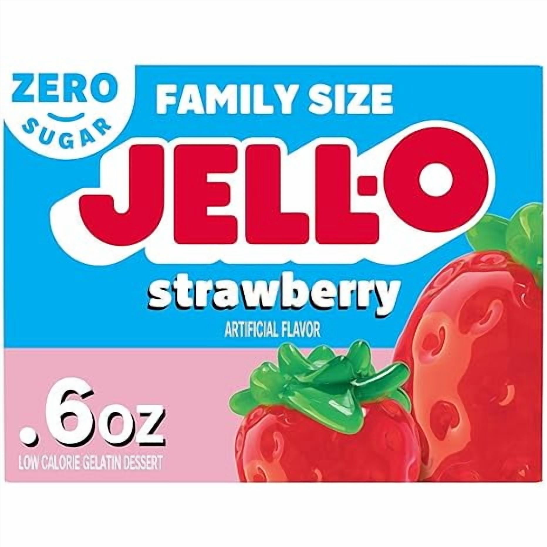 2 pack Jell-O Strawberry Zero Sugar Low Calorie Gelatin Dessert Mix ...