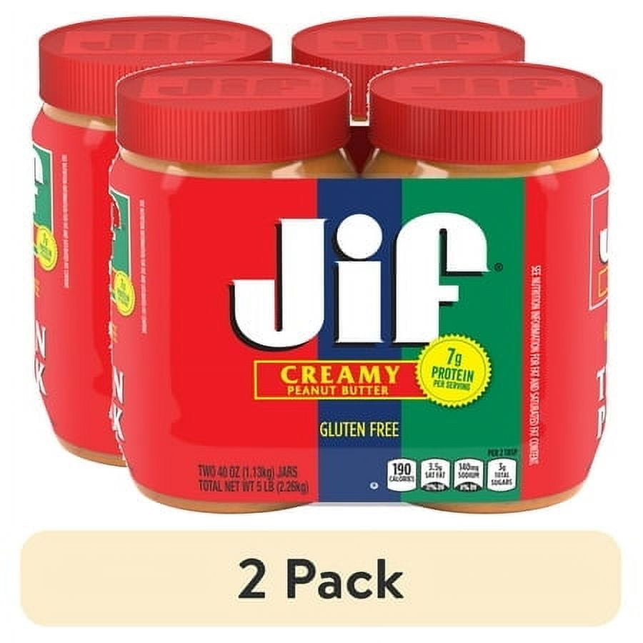 (2 pack) Jif Creamy Peanut Butter Twin-Pack, 80-Ounce - Walmart.com