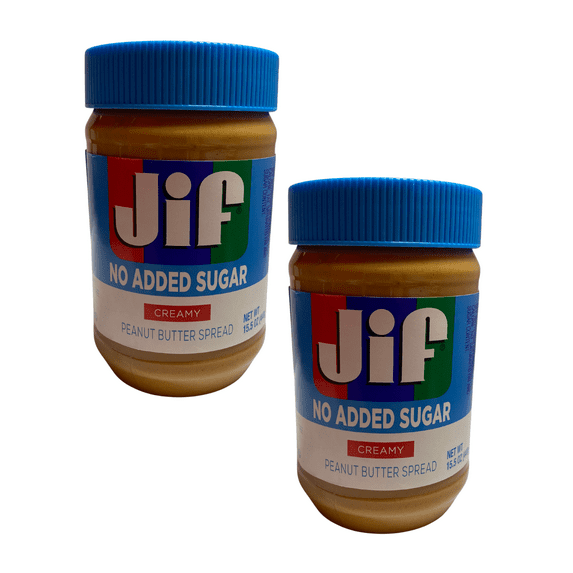 (2 pack) Jif No Added Sugar Creamy Peanut Butter Spread, 15.5 oz ...