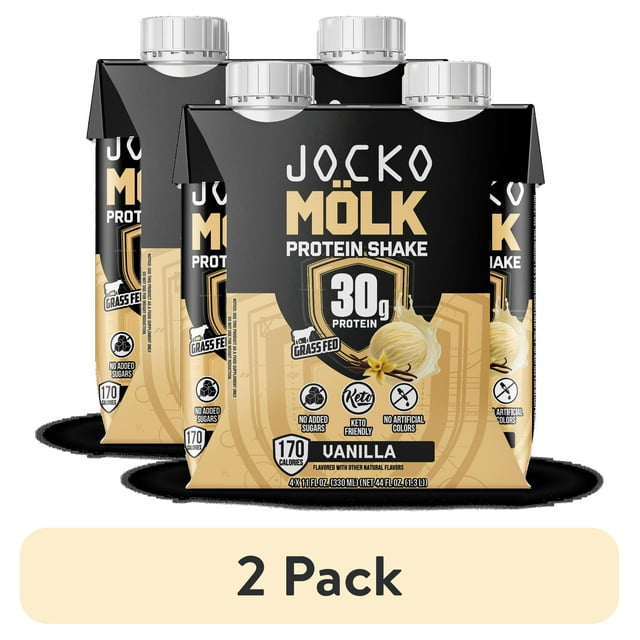 (2 pack) Jocko Fuel Protein Shake, Vanilla, 11oz, 4 Count, 30g Protein ...