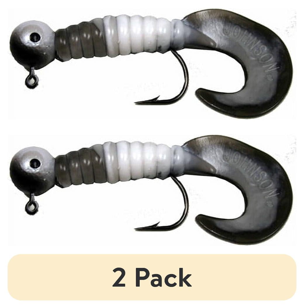 (2 pack) Johnson Swimming Grub Fishing Lure, White/Black, 3 in, 1/4 oz ...