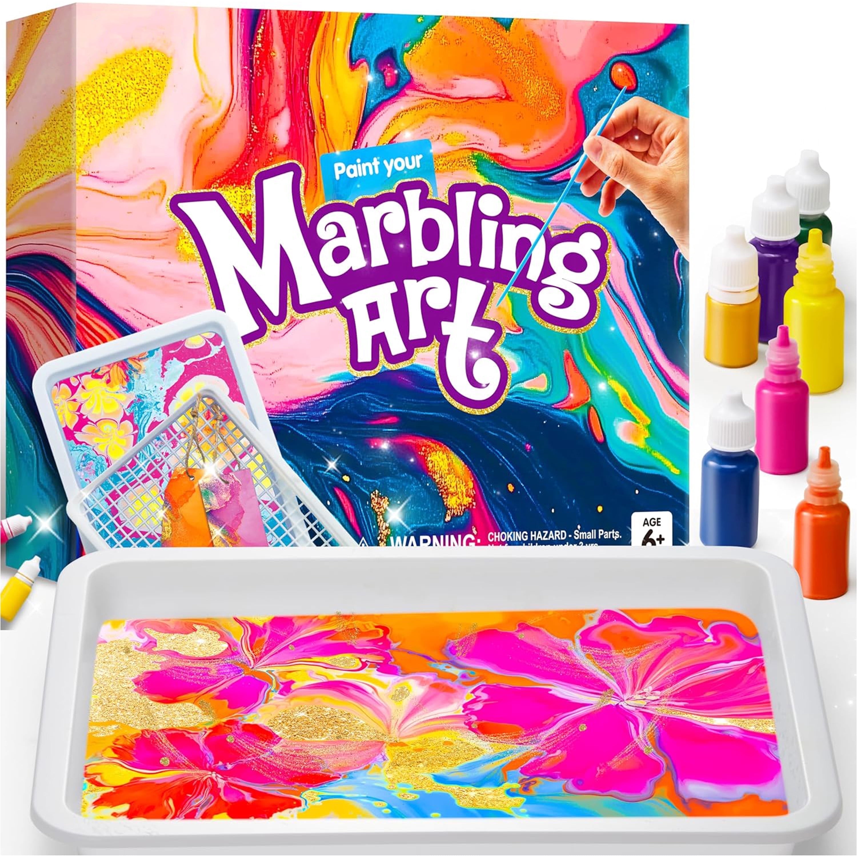 (2 pack) Joyfy Marbling Painting Art & Craft Kit for Kids with 7 Paint ...