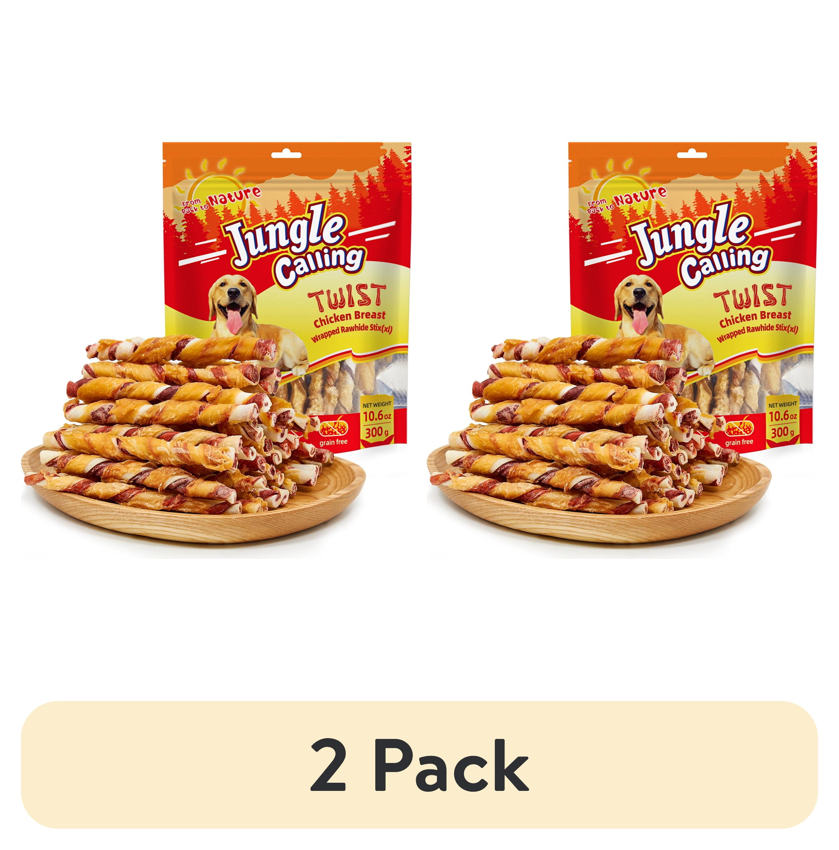 (2 pack) Jungle Calling Dog Treats, Rawhide Chicken Sticks, Chicken ...