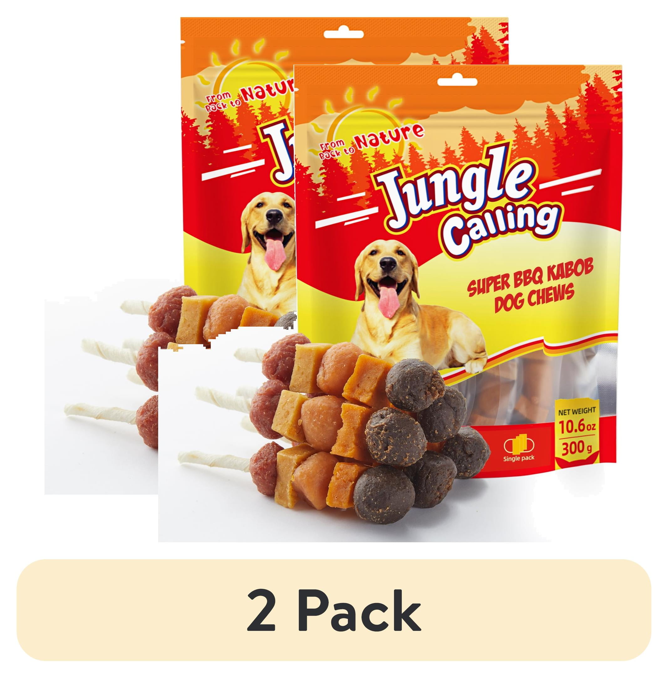 (2 pack) Jungle Calling Dog Treats, Snacks Kabobs, Chicken,Duck, Beef ...