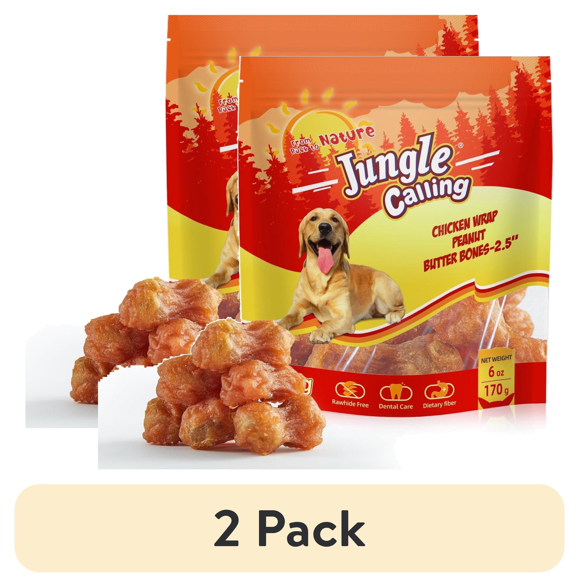 (2 pack) Jungle Calling Rawhide Free Dog Chew Treats, Real Chicken ...