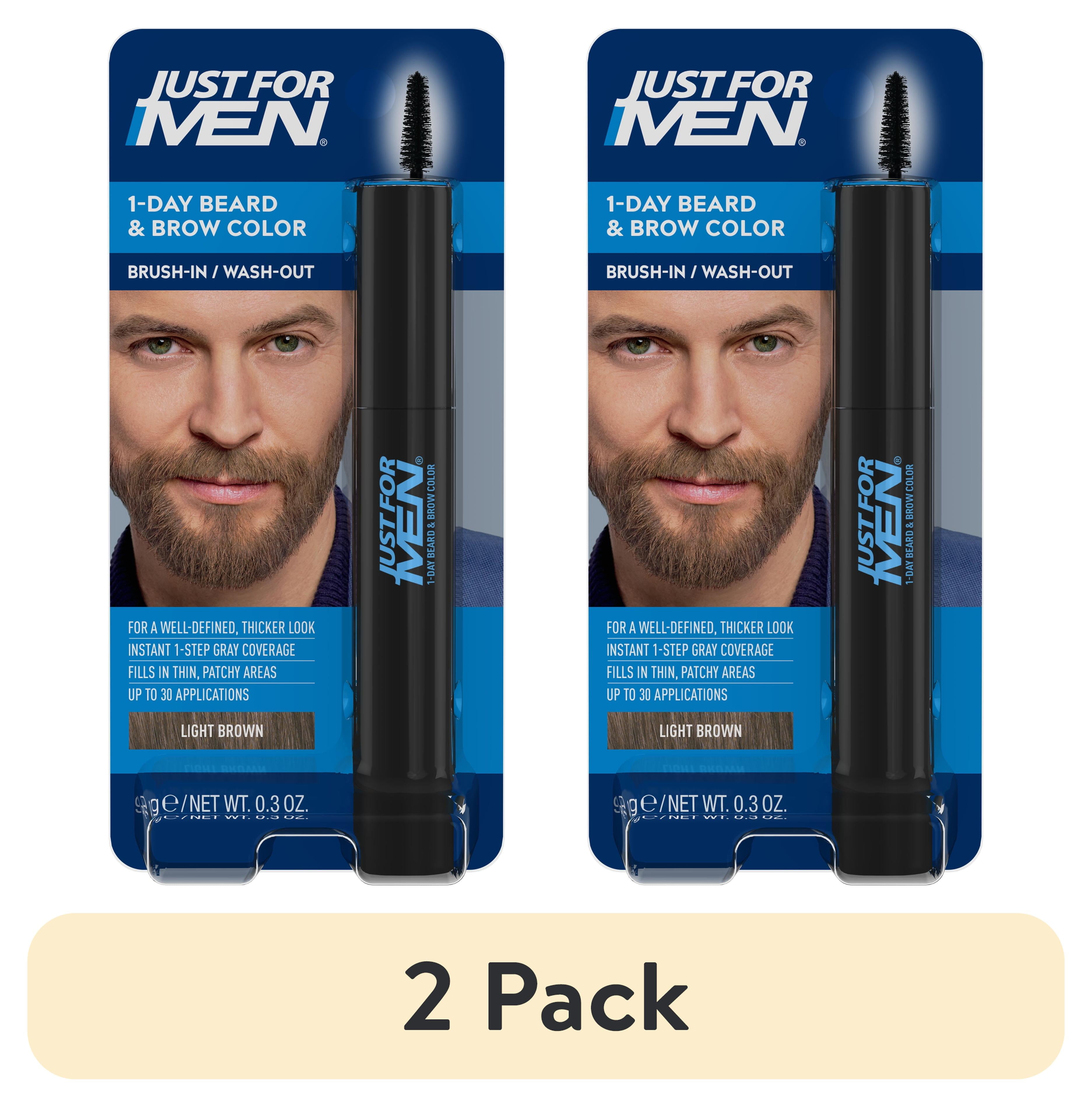 (2 pack) Just For Men 1-Day Beard & Brow Color Brush-In/Wash-Out, Light ...