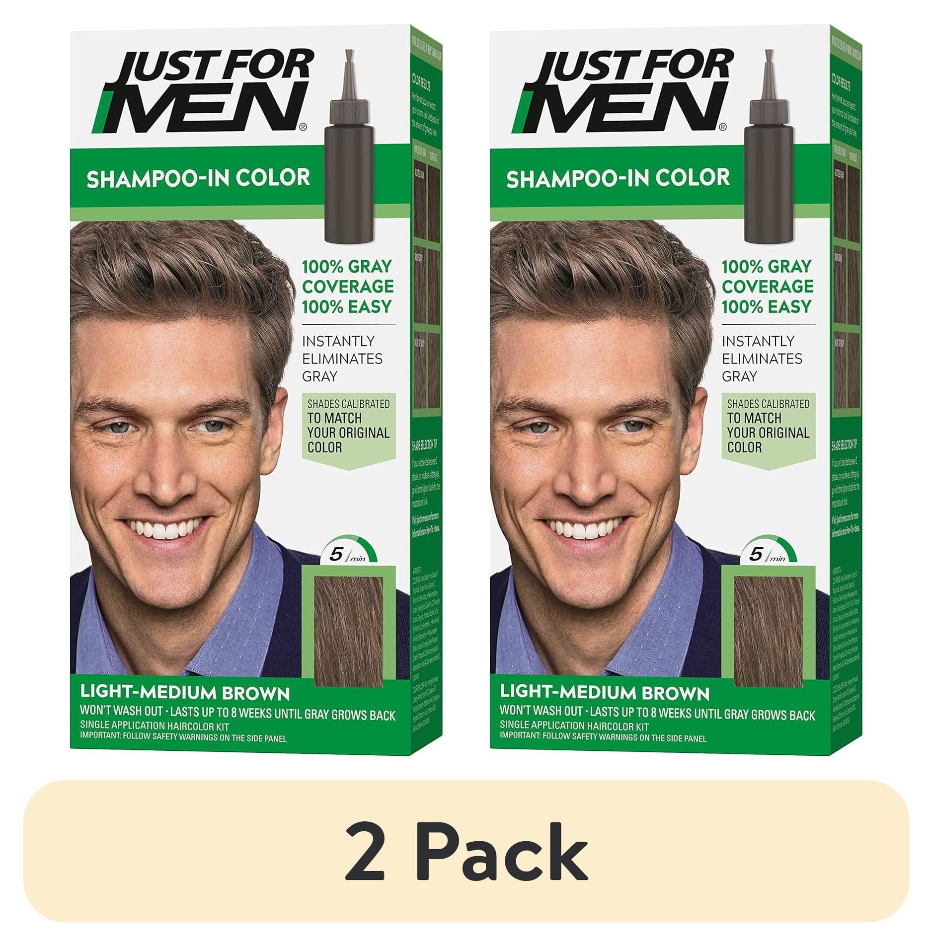 (2 pack) Just For Men Shampoo-in Hair Dye for Men, H-30 Light Medium ...