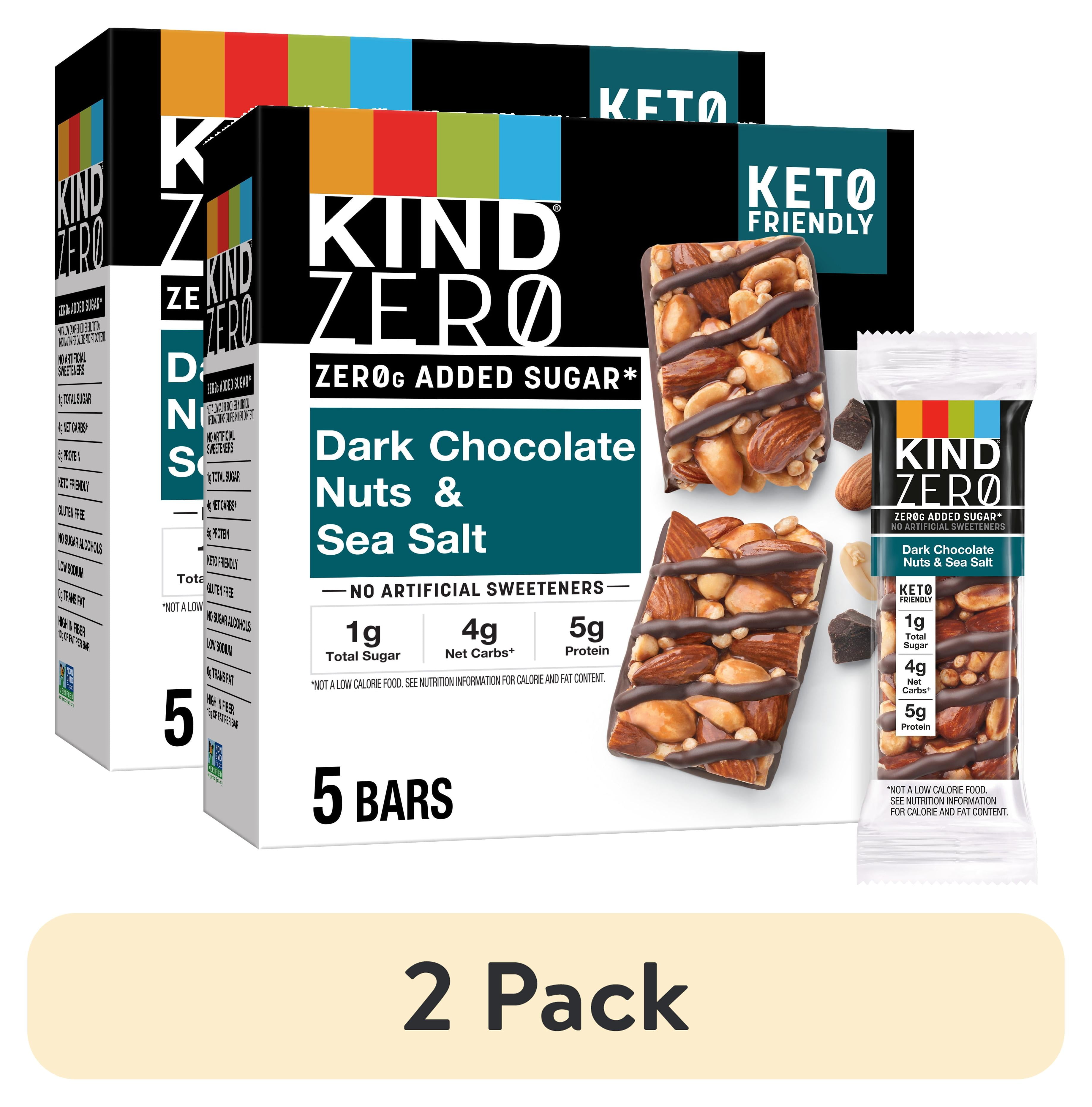 (2 pack) KIND ZERO Added Sugar Bars, Keto Friendly Snacks, Dark ...