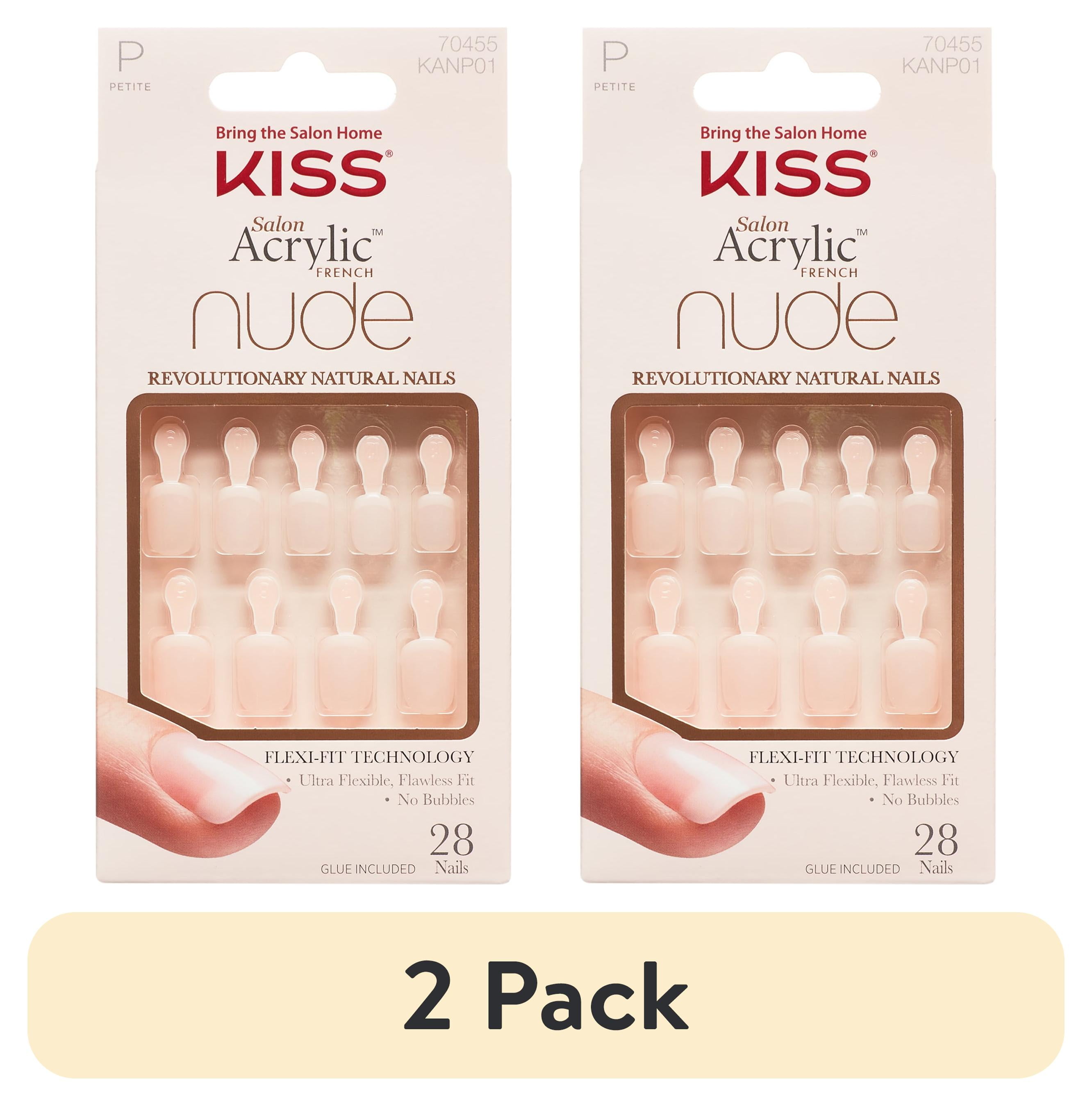 (2 pack) KISS Salon Acrylic French Nude, Press On Nails, Holla Back ...