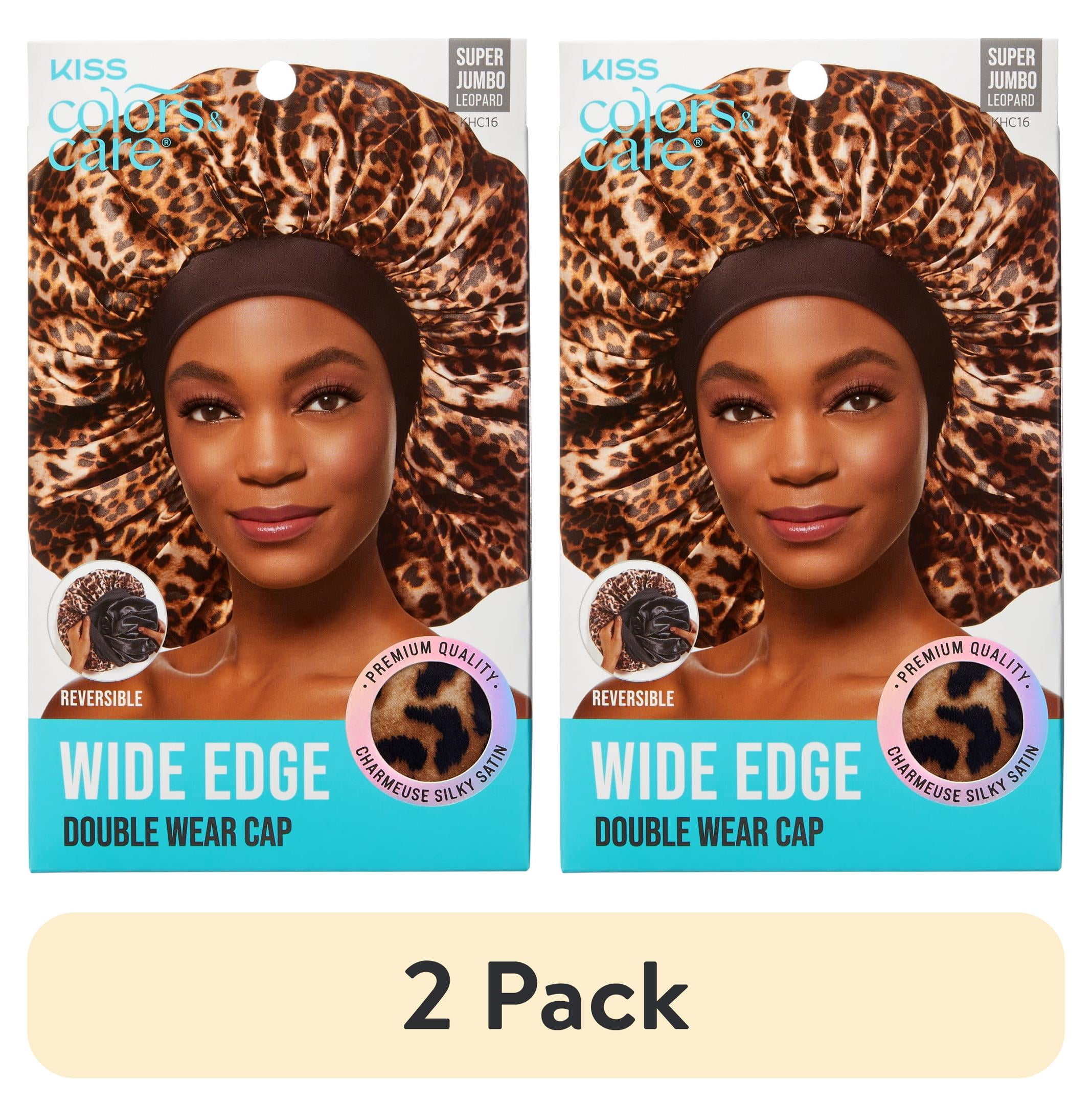 (2 pack) KISS Silky Satin Double Wear Cap Hair Bonnet, Super Jumbo ...