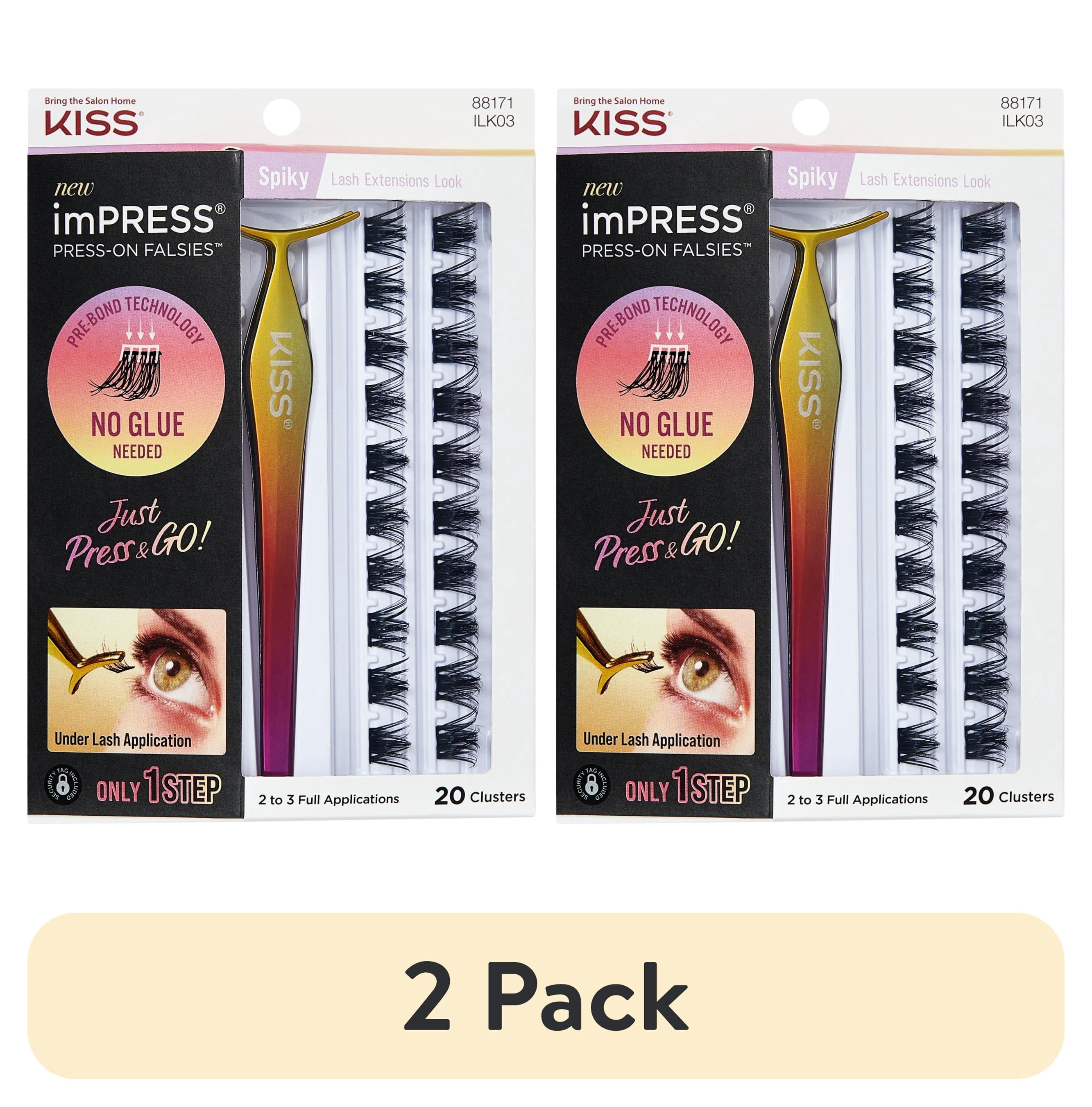 (2 pack) KISS imPRESS Press-On Falsies Eyelash Clusters Kit, Spiky ...