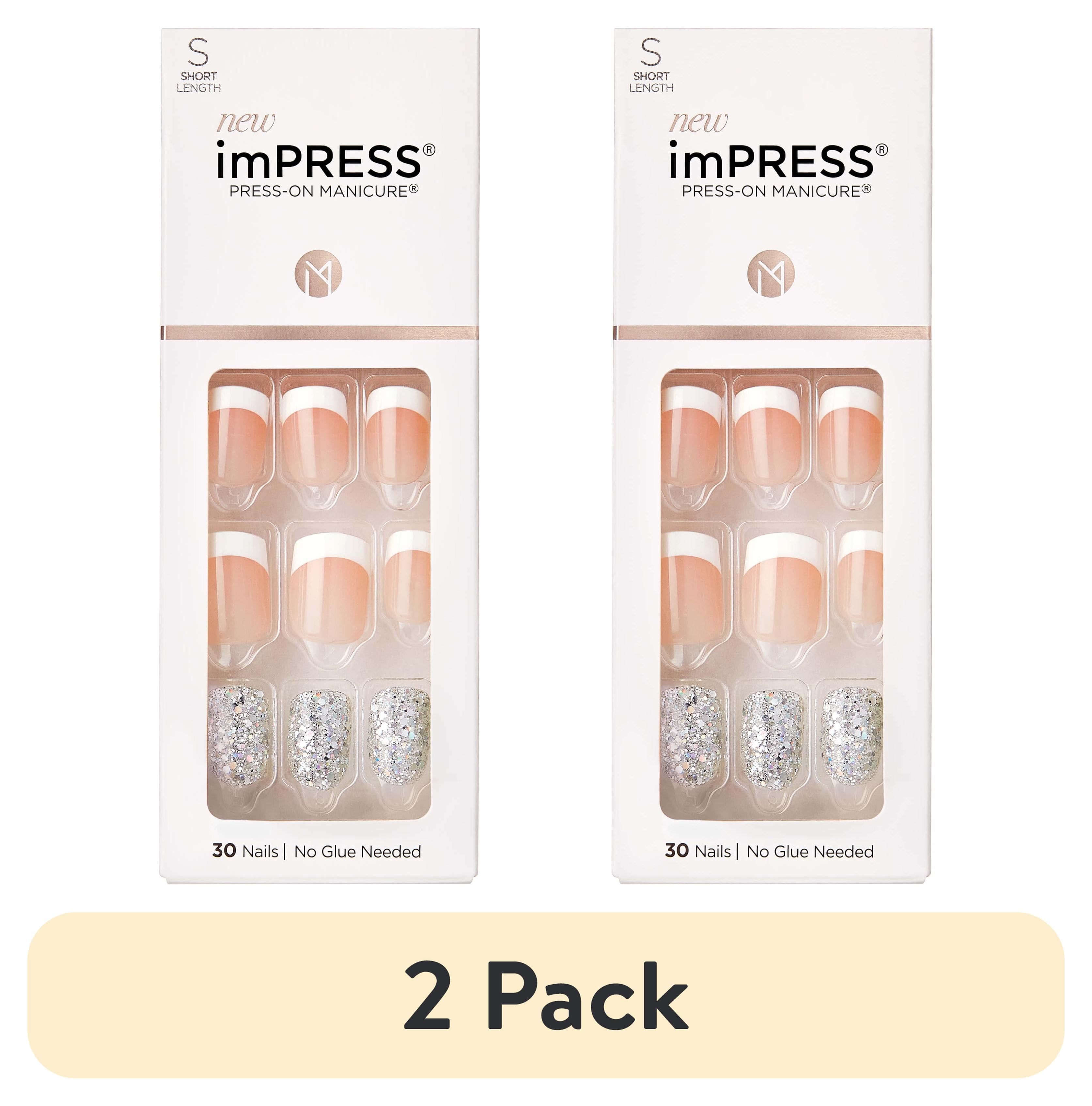 (2 pack) KISS imPRESS Press-on Manicure, French Tip, Short Square, 'Time Slip', 33 Ct. - Walmart.com