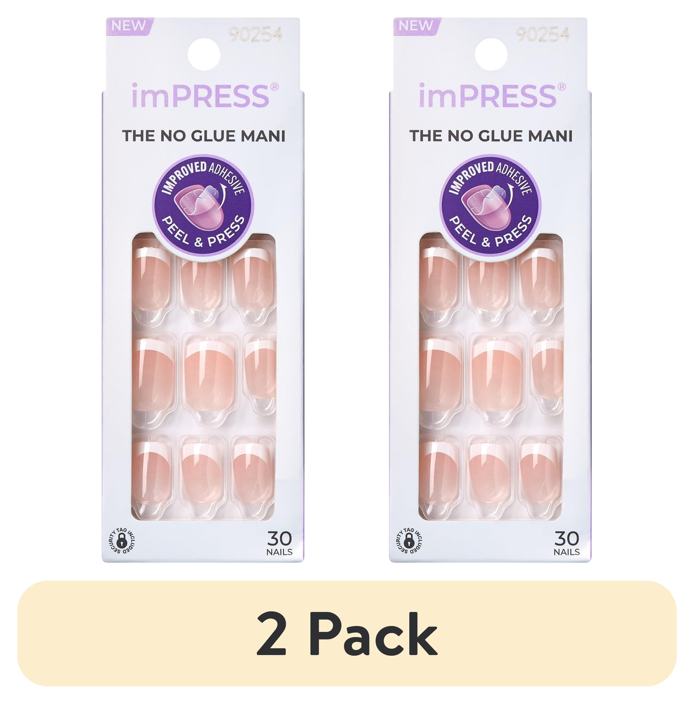 (2 pack) Kiss imPRESS Short Squoval Press-on Nails, Pink French Tip, 30 Pieces - Walmart.com