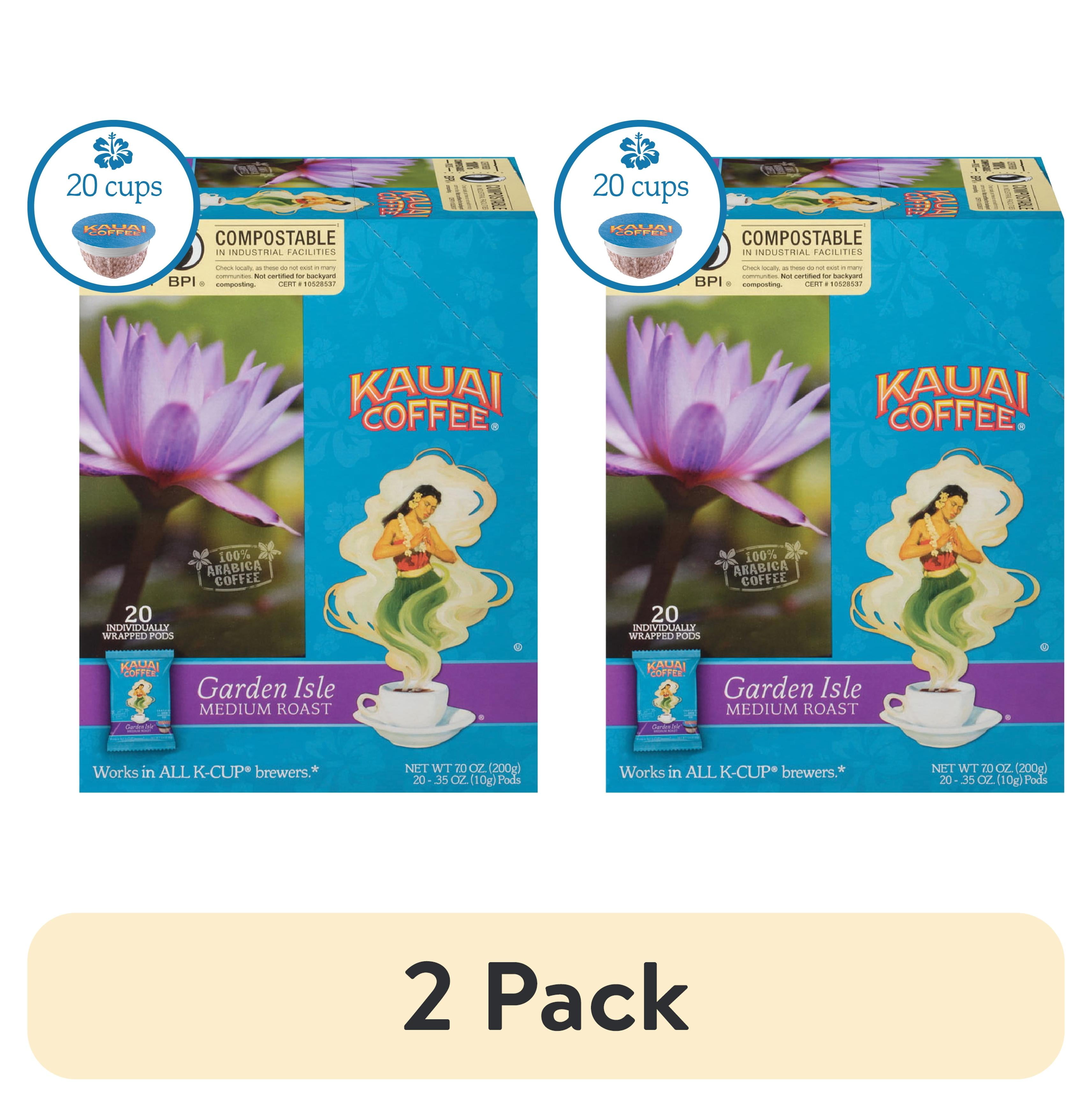 (2 pack) Kauai Coffee Garden Isle K-Cup Coffee Pods, Medium Roast, 20 ...