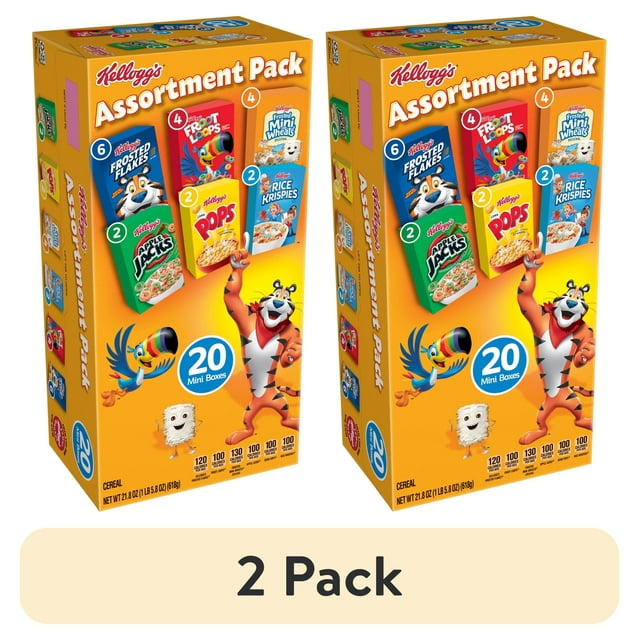 (2 pack) Kellogg's Assortment Pack Breakfast Cereal, Single Serve ...