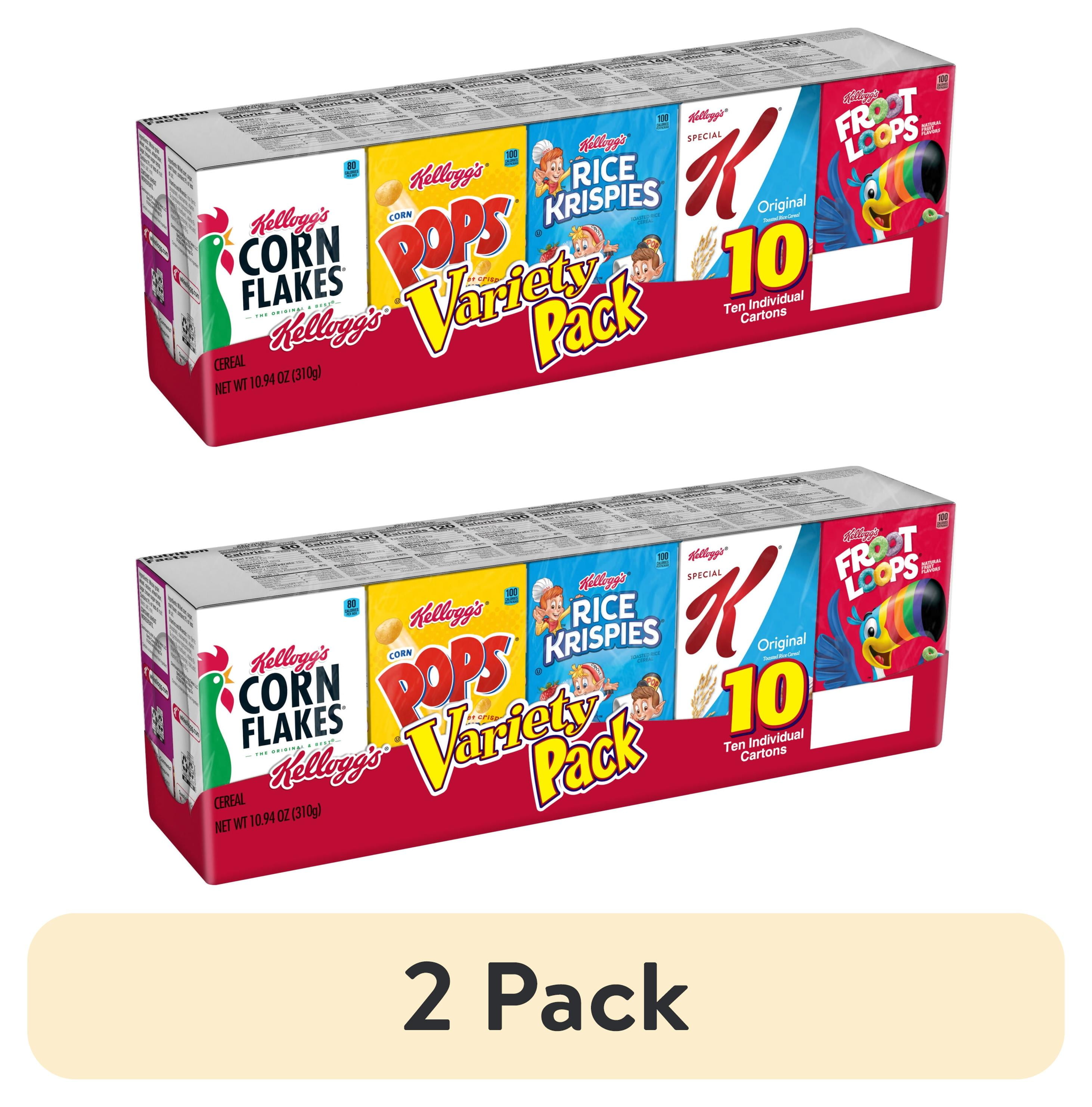 (2 pack) Kellogg's Variety Pack Breakfast Cereal Single Serve Tray, 10. ...